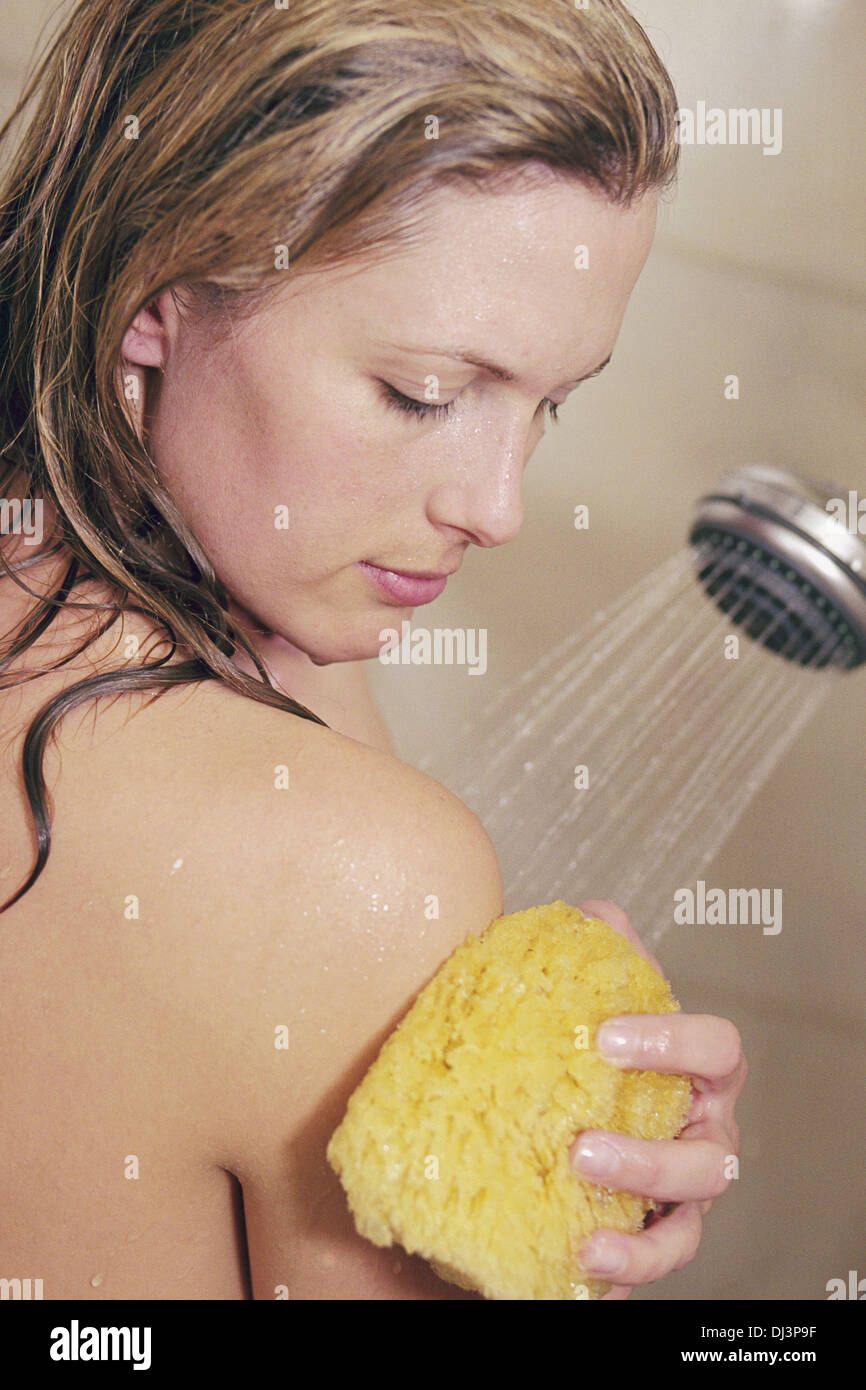 Woman showering head shower hi-res stock photography and images - Alamy
