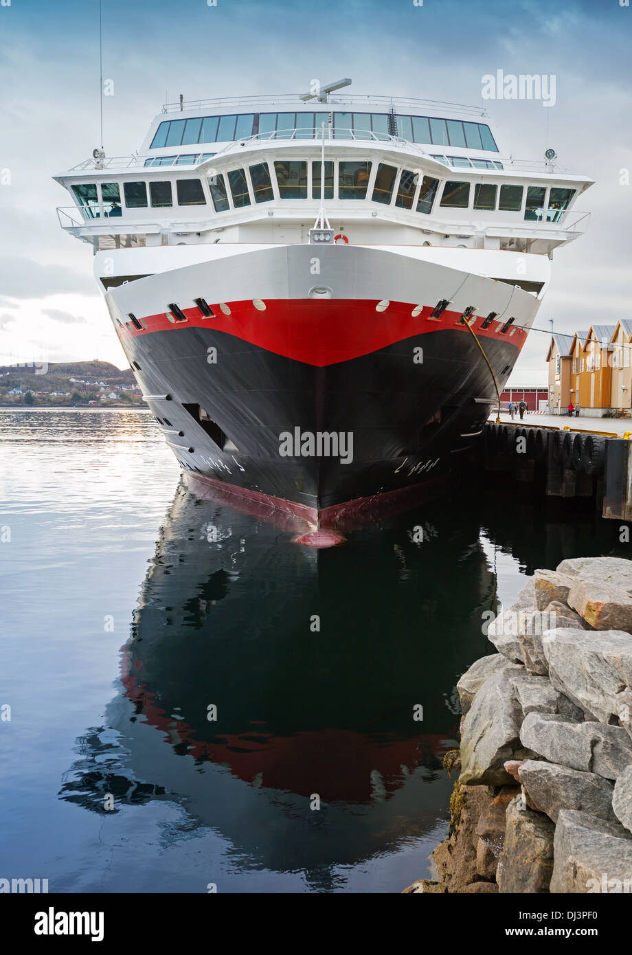 Front view of moored big modern passenger cruise ship Stock Photo - Alamy