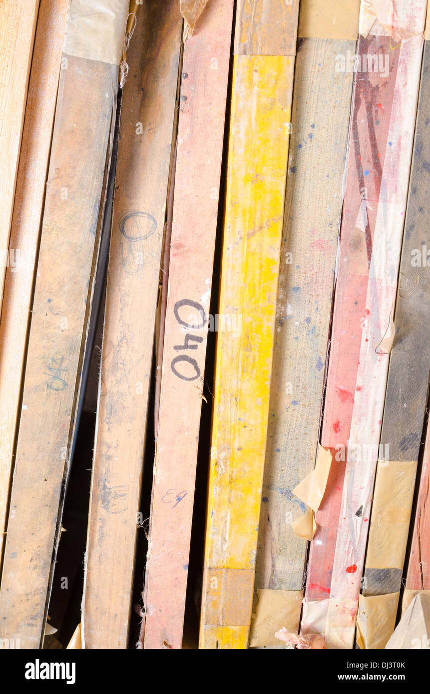 Full frame take of the edges of stacked painter canvases Stock Photo ...