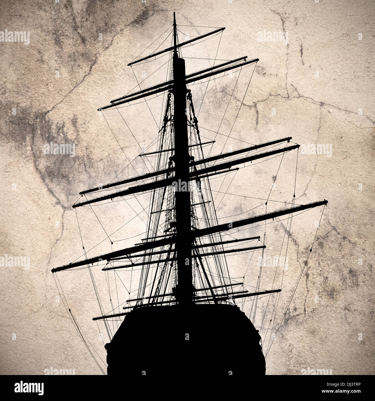 ship silhouette on a textured background Stock Photo - Alamy