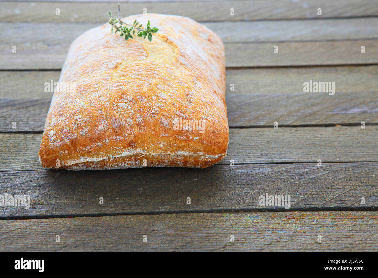 homemade cheese ciabatta with herbs, food closeup Stock Photo - Alamy