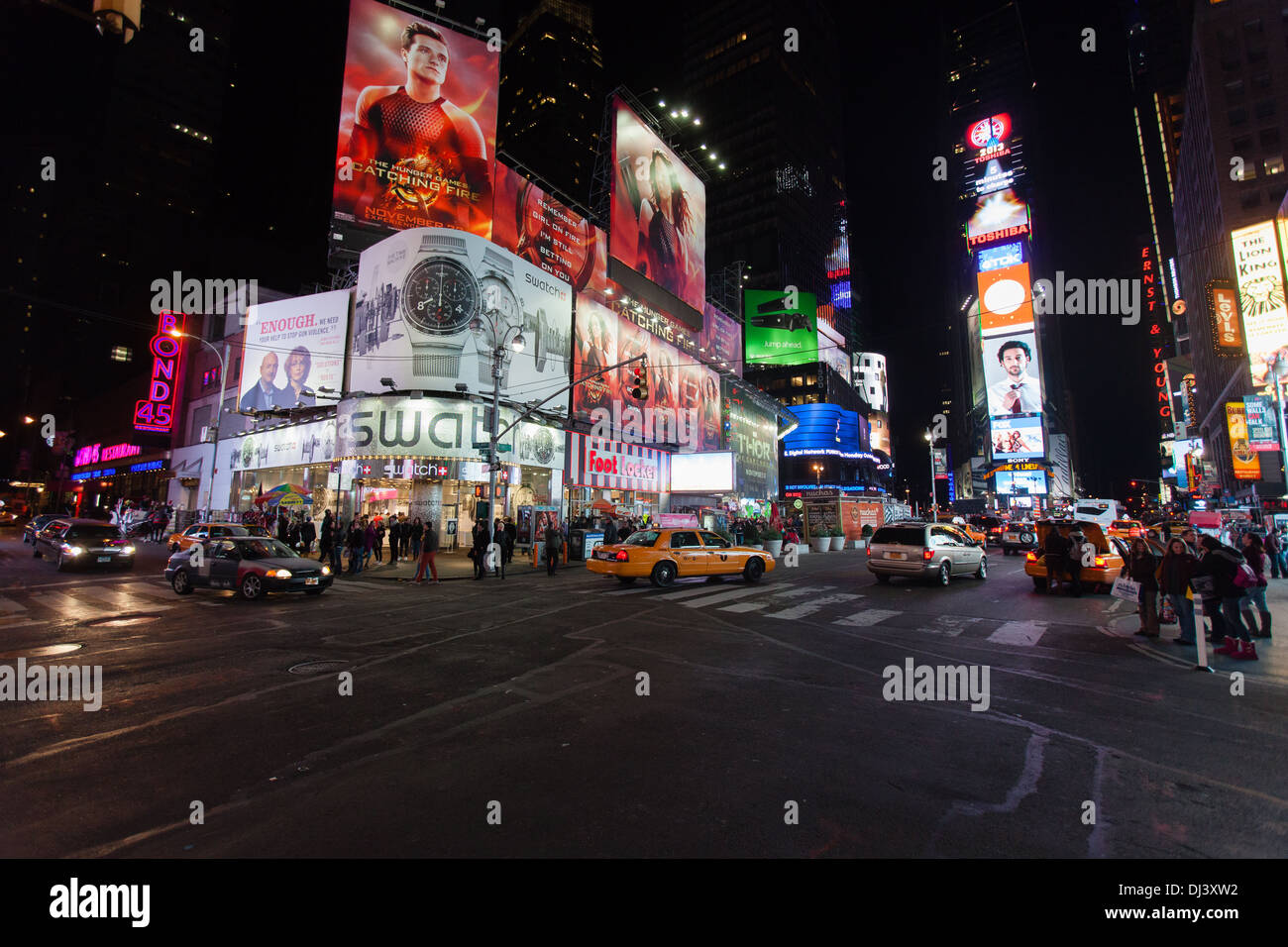 Times Square at night, New York City, United States of America Stock ...