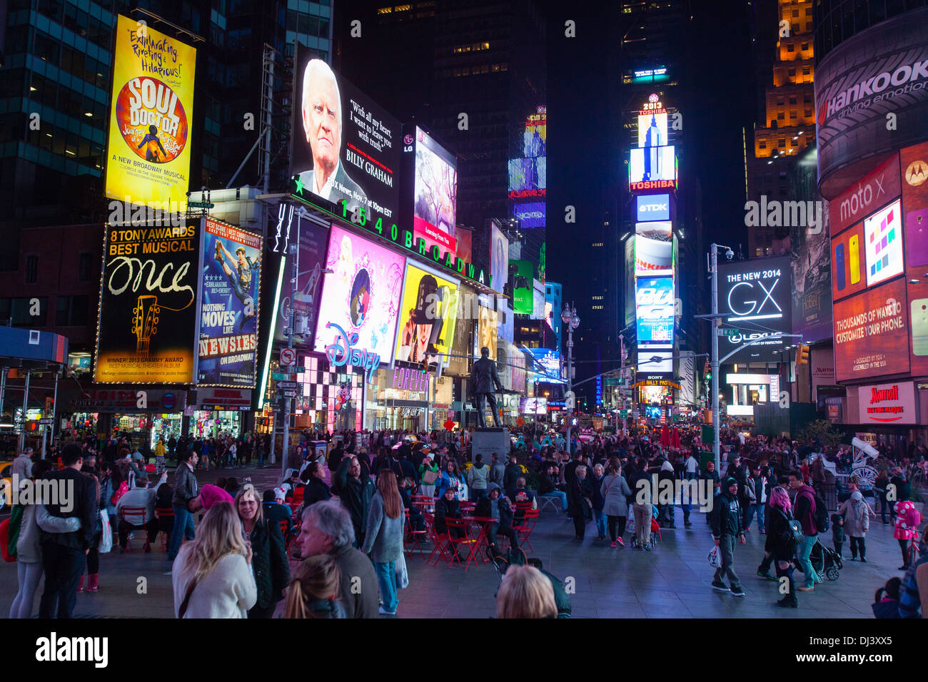 Times Square at night, New York City, United States of America Stock ...