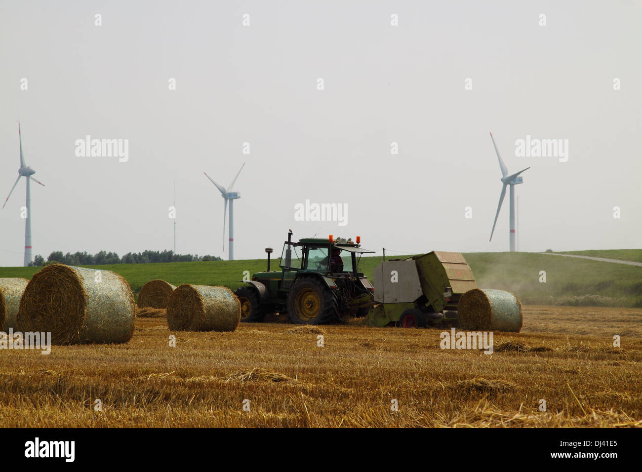 Round bales and wind power Stock Photo - Alamy