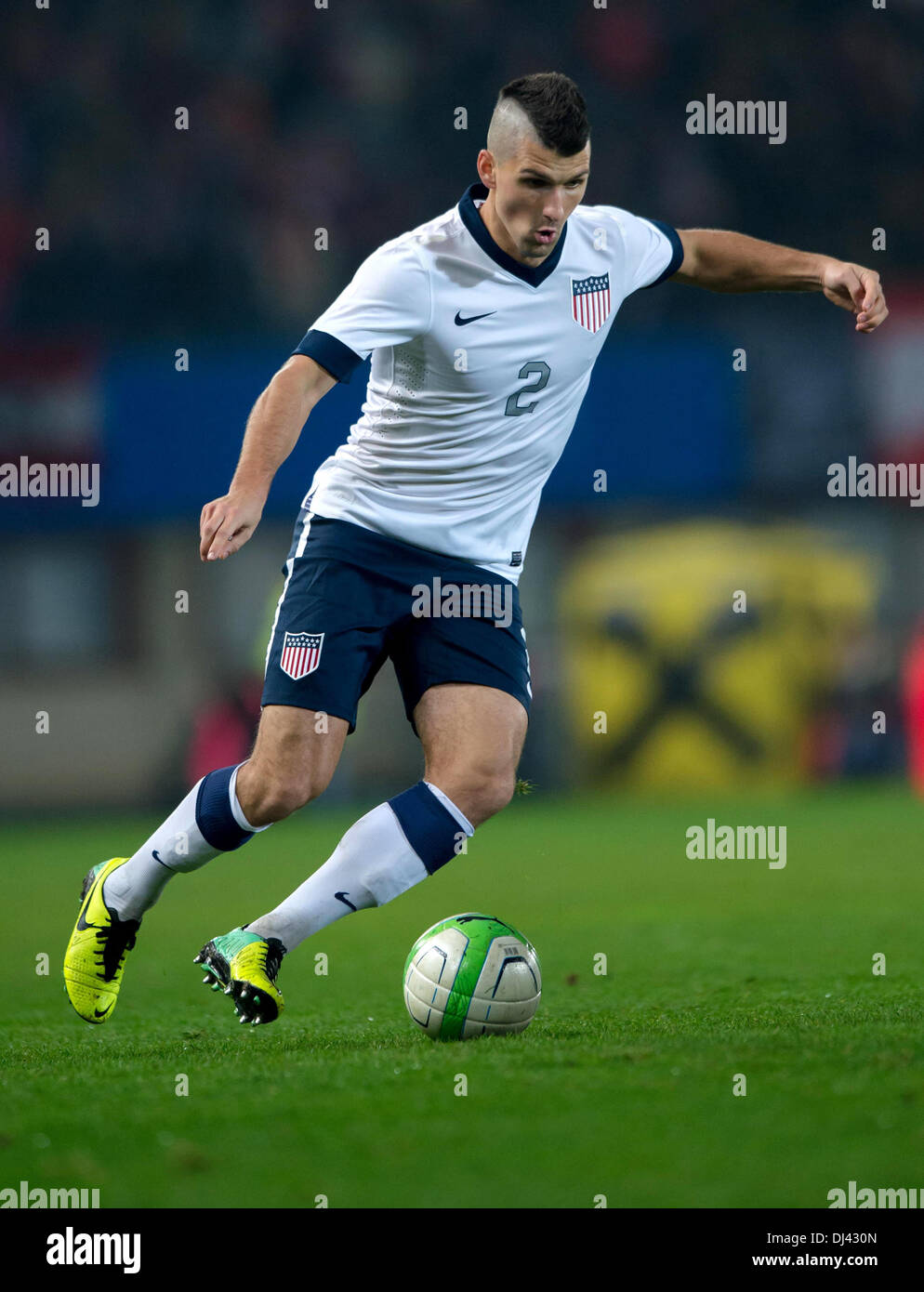 Vienna, Austria. 19th Nov, 2013. USA's Eric Lichaj in action during the ...