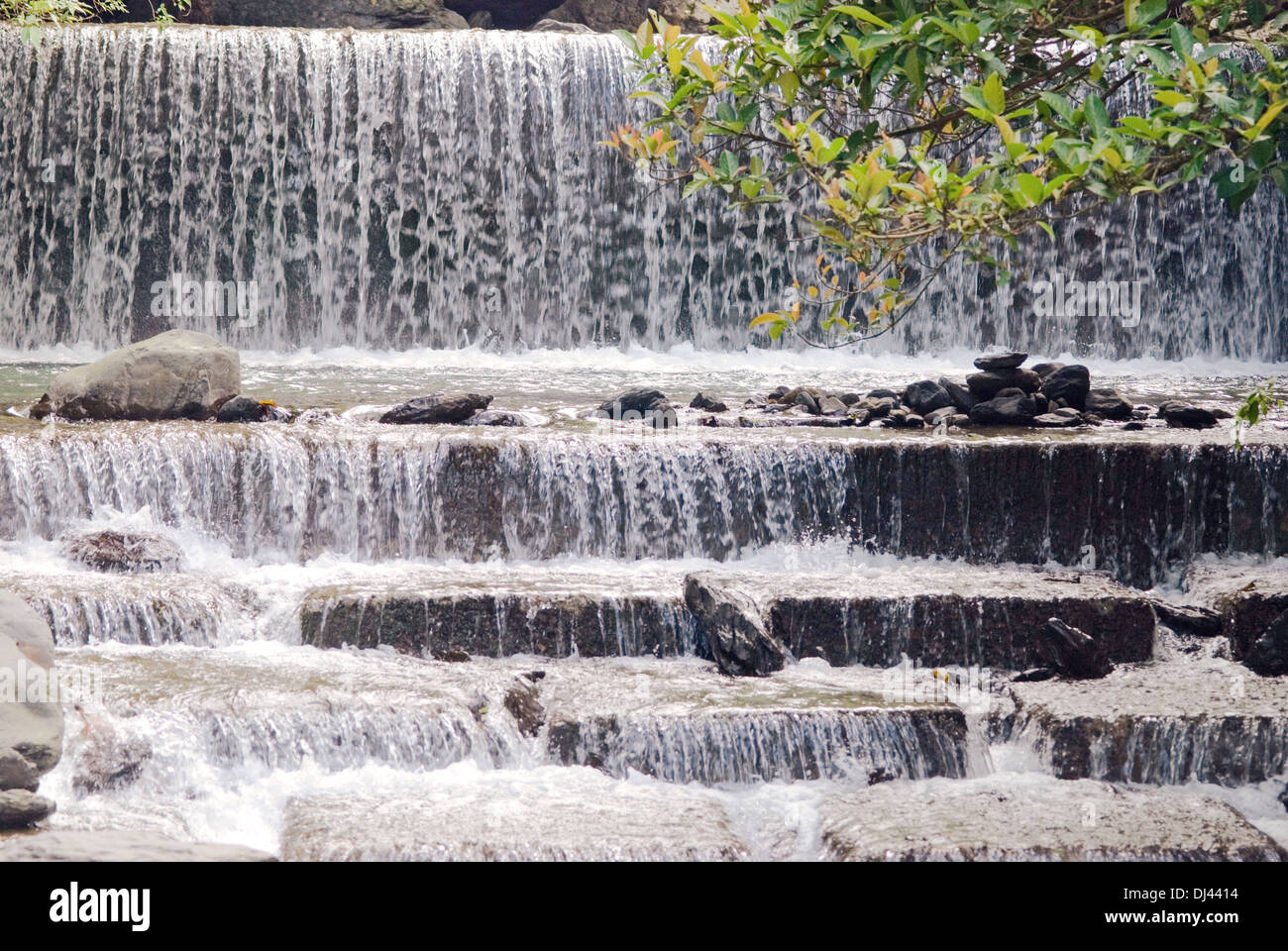 Waterfall with fish ladder Stock Photo - Alamy