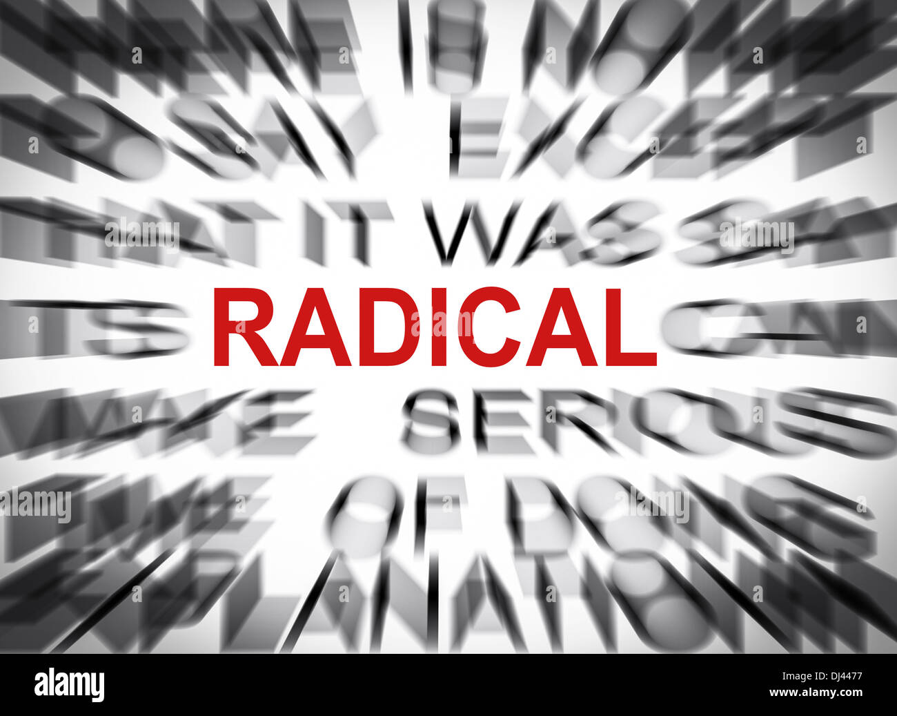 Blured text with focus on RADICAL Stock Photo - Alamy