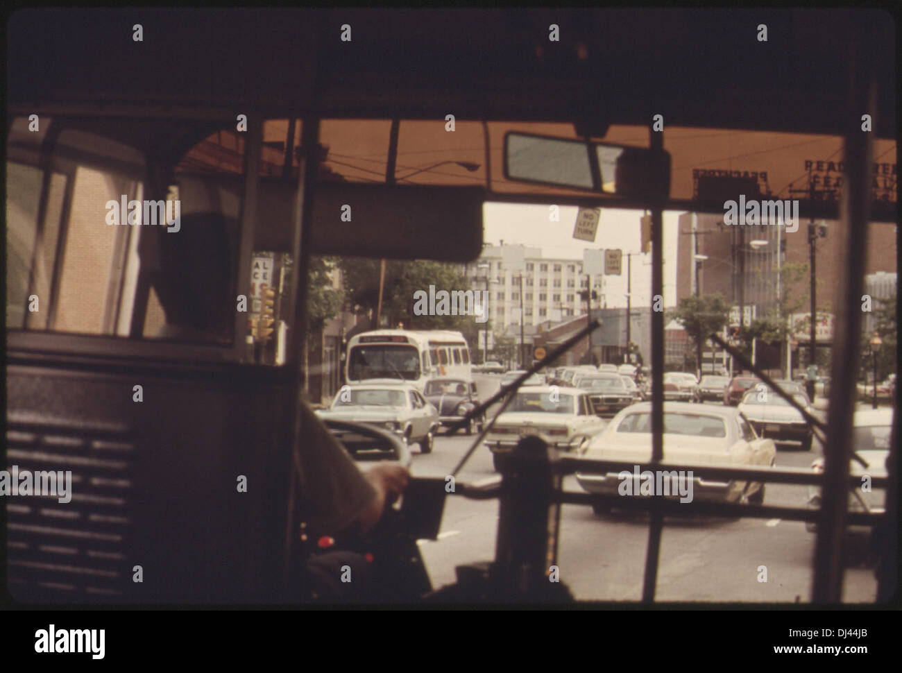 A view from the front of a MARTA bus in downtown Atlanta, Georgia ...
