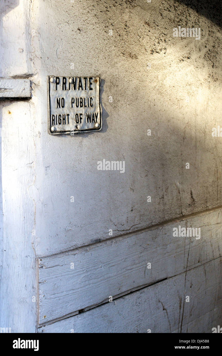 Private No Public Right of Way sign in an alleyway in Guildford Stock ...