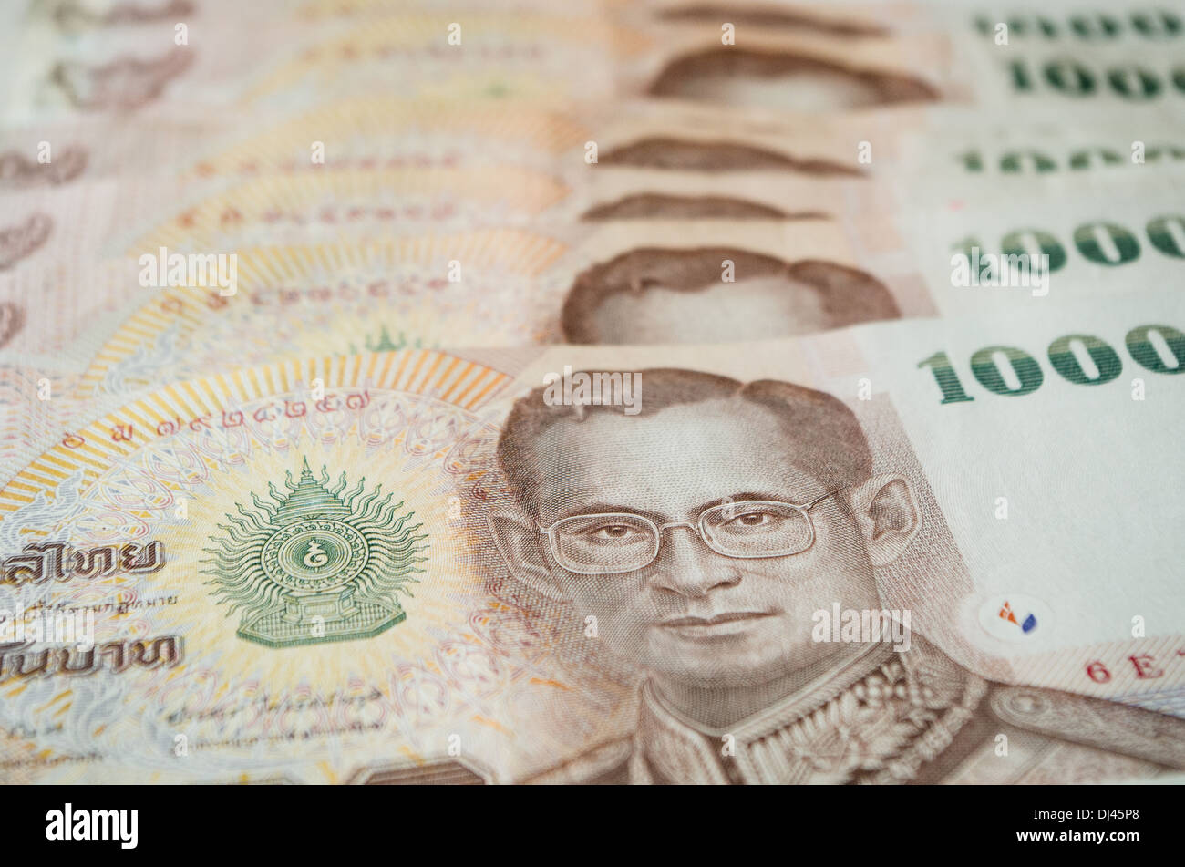Close up of thailand currency, thai baht with the images of Thailand ...