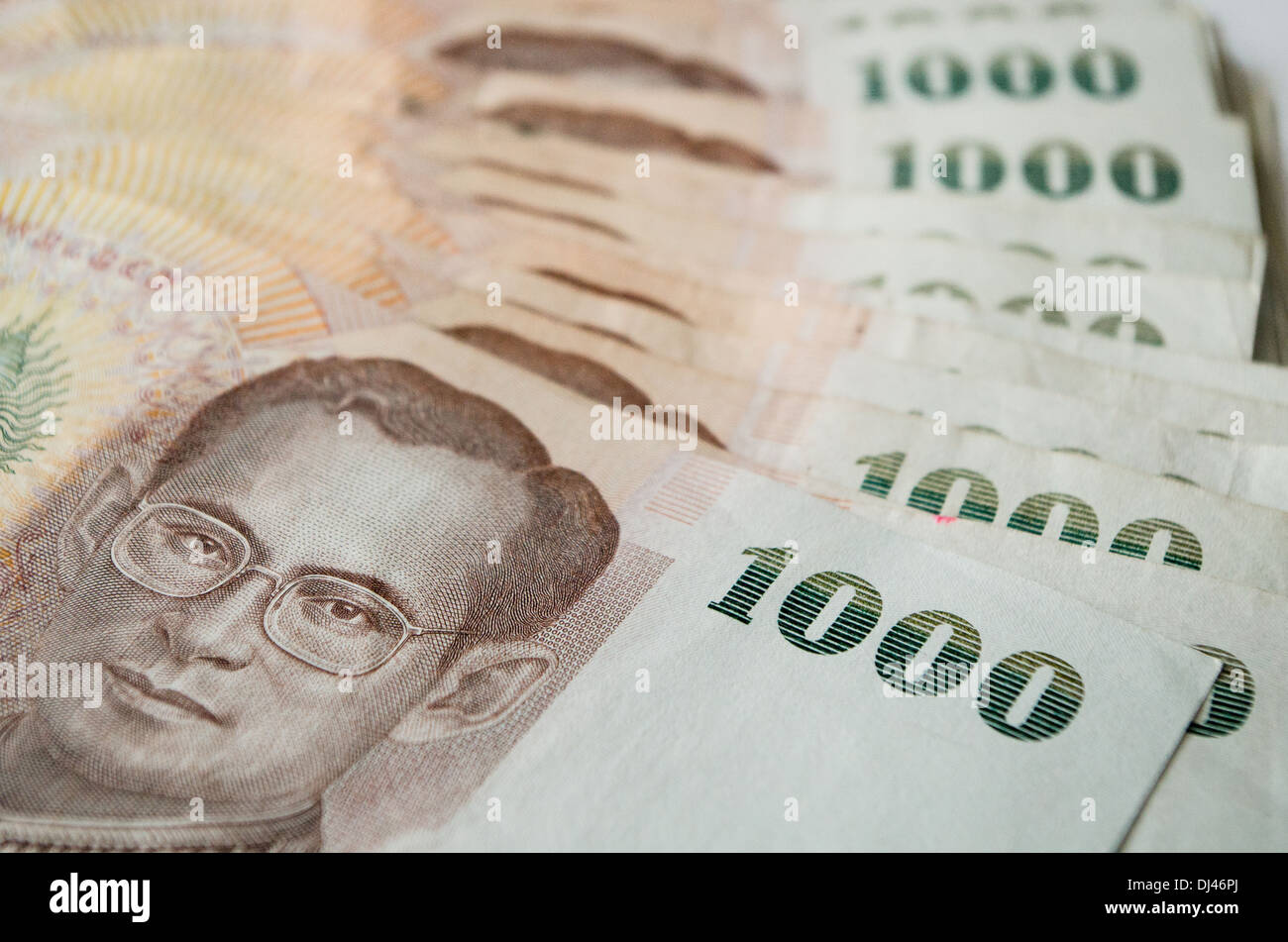 Close up of thailand currency, thai baht with the images of Thailand ...