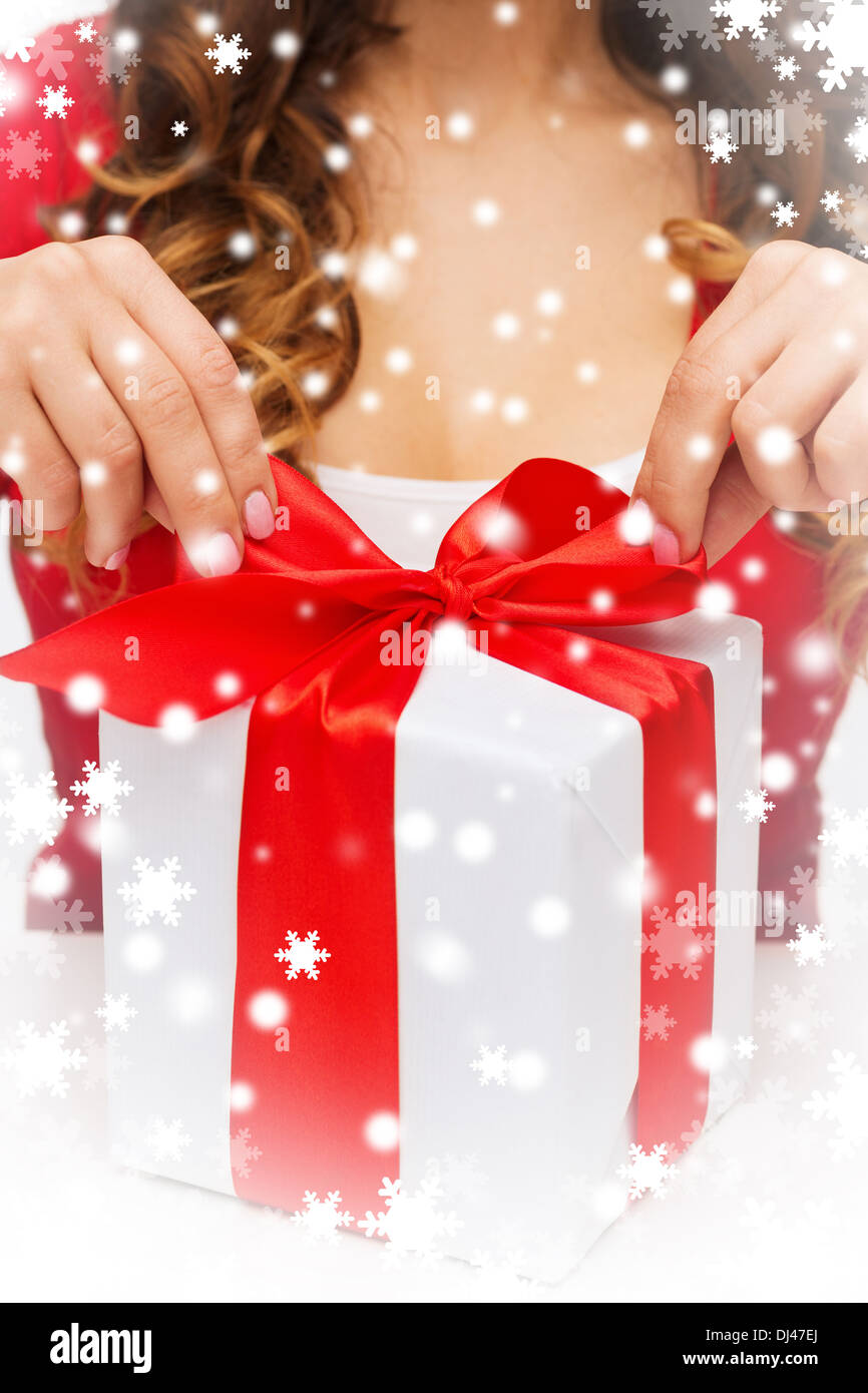 woman hands opening gift boxes Stock Photo - Alamy