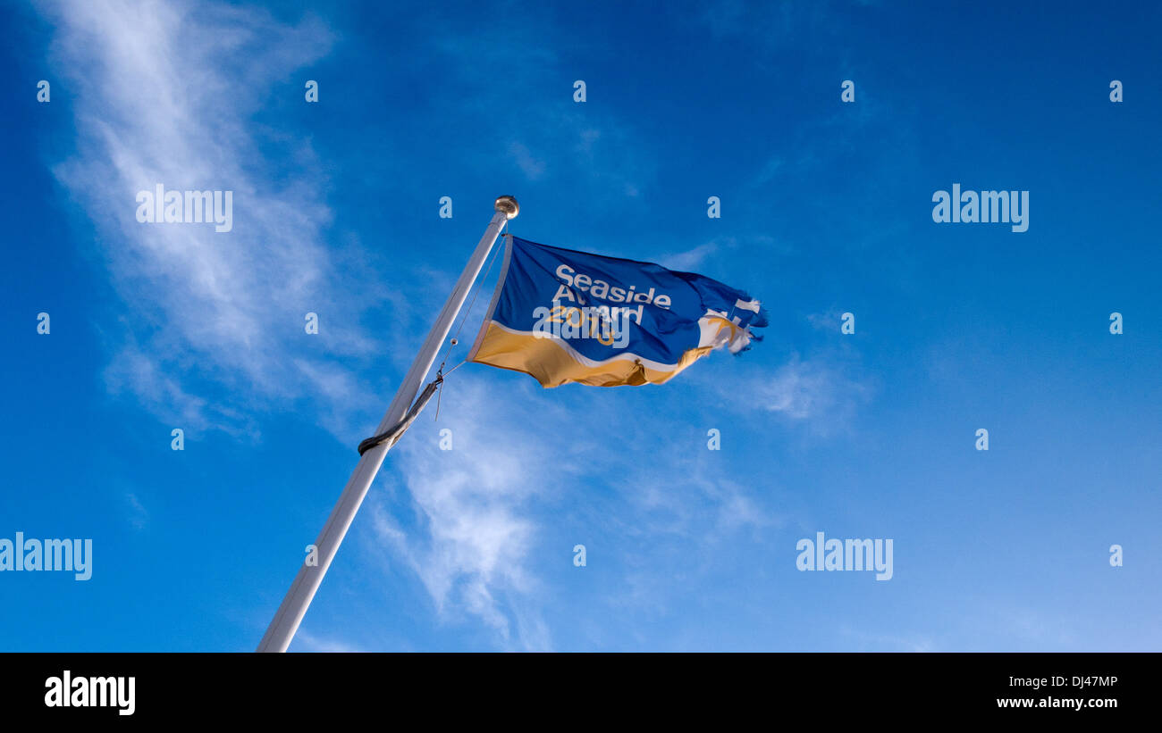 Seaside Award Flag, Hastings, UK Stock Photo - Alamy