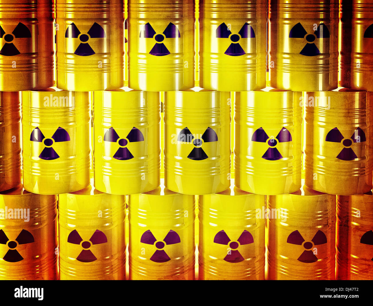 background of 3d yellow barel and radioactive sign Stock Photo - Alamy