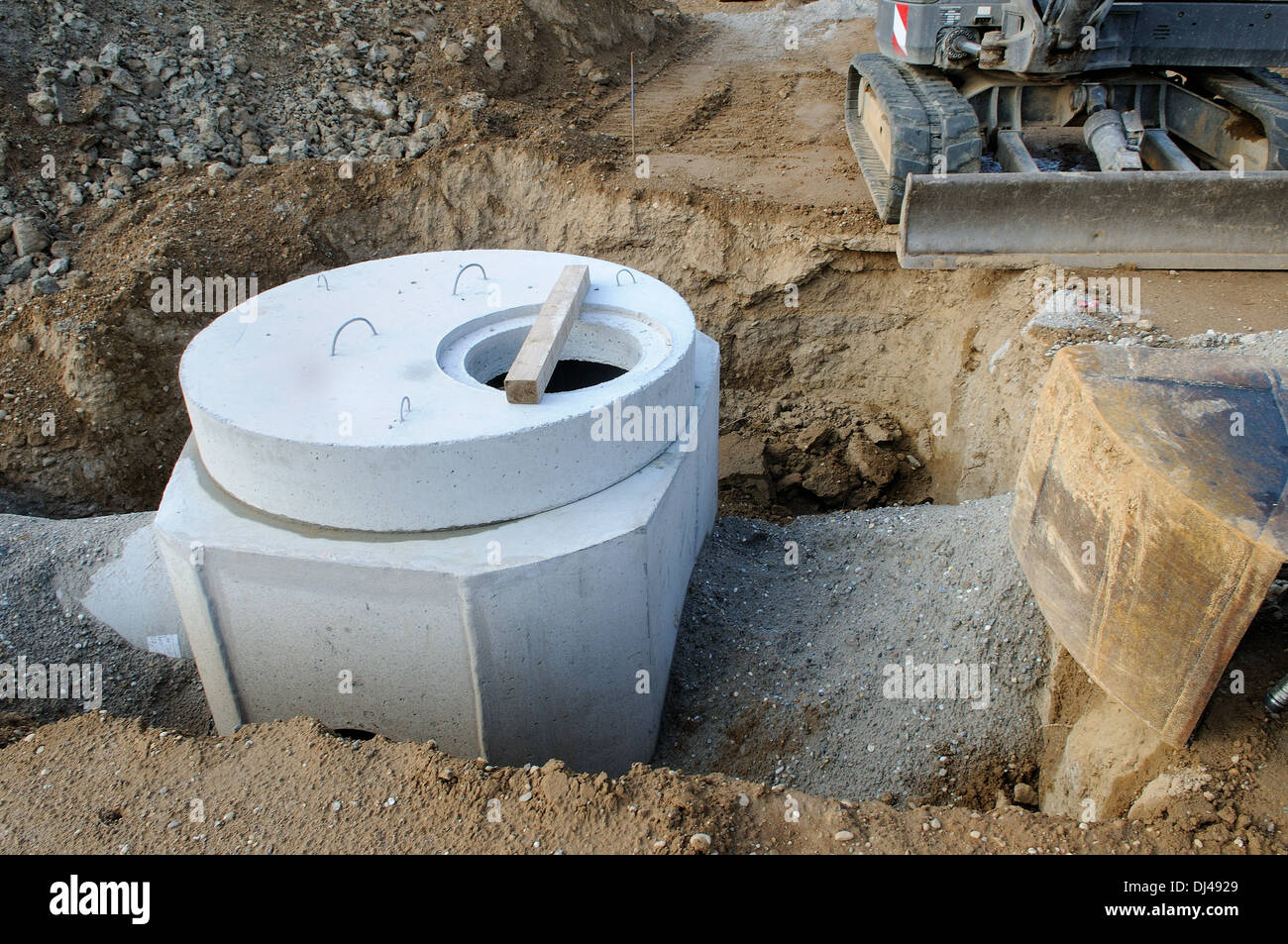 road works - concrete pipes Stock Photo - Alamy
