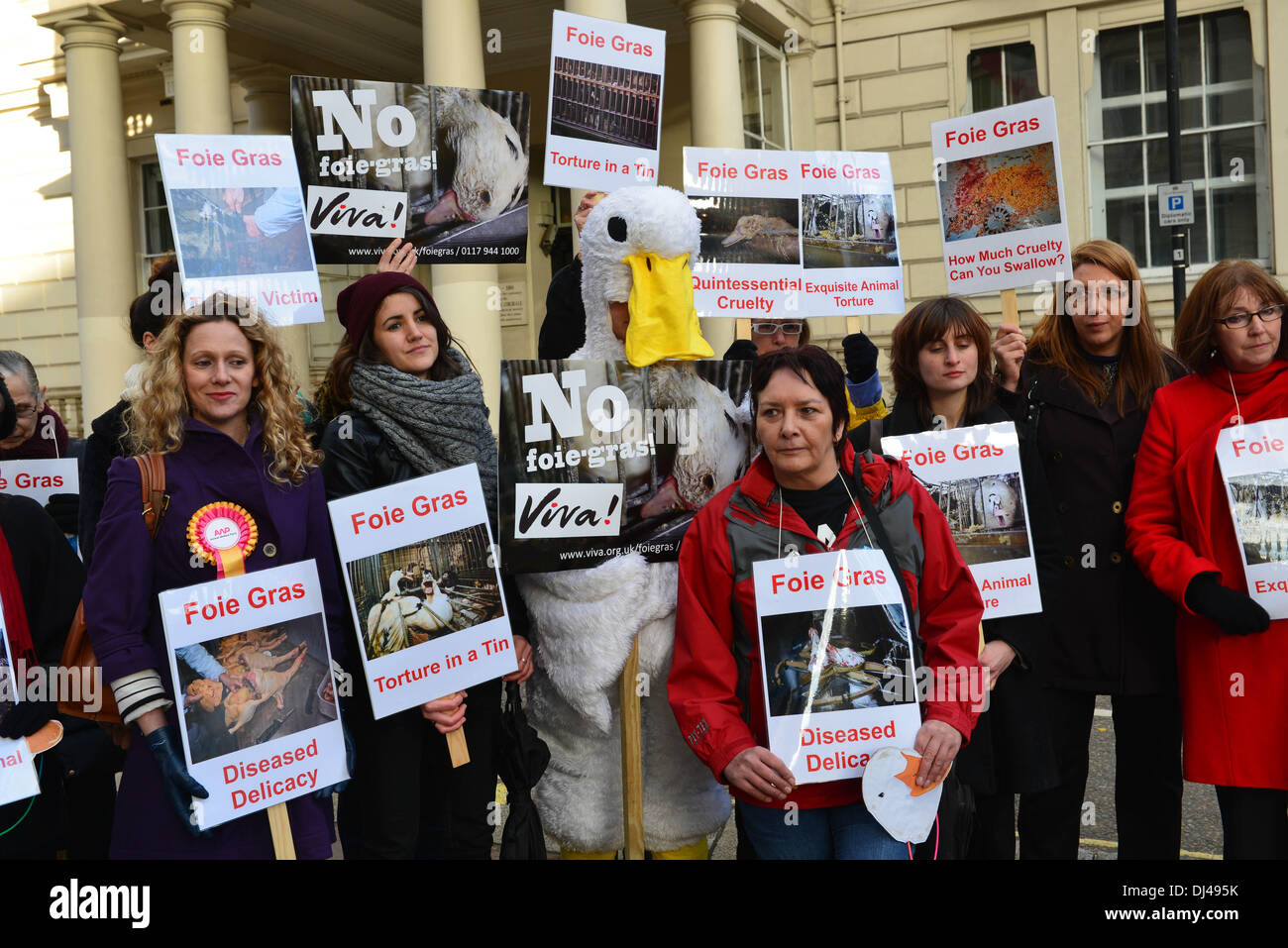 London UK 21th Nov 2013 : Animal right activists protest against Foie ...