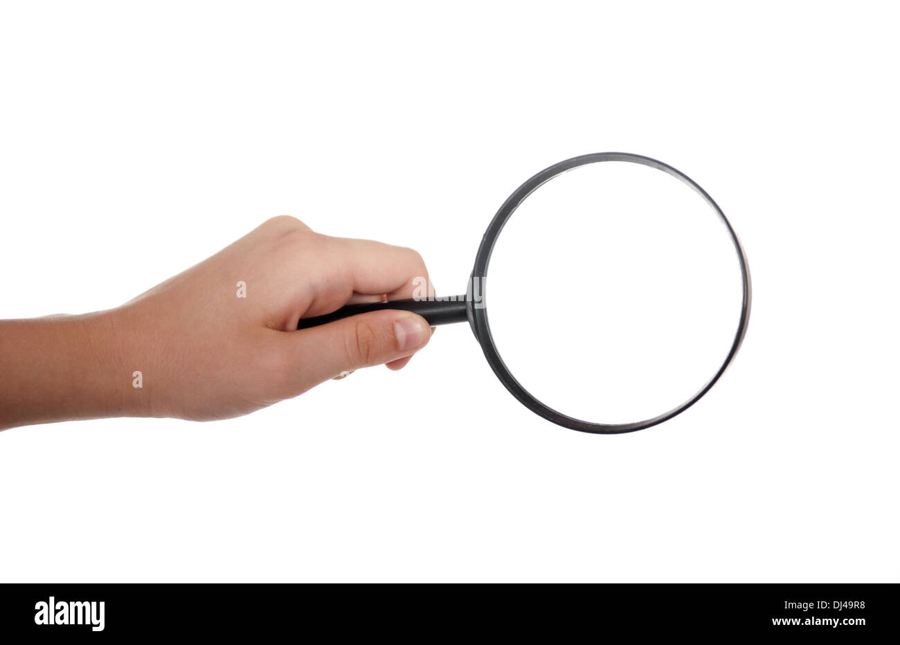 hand with magnifying glass Stock Photo - Alamy