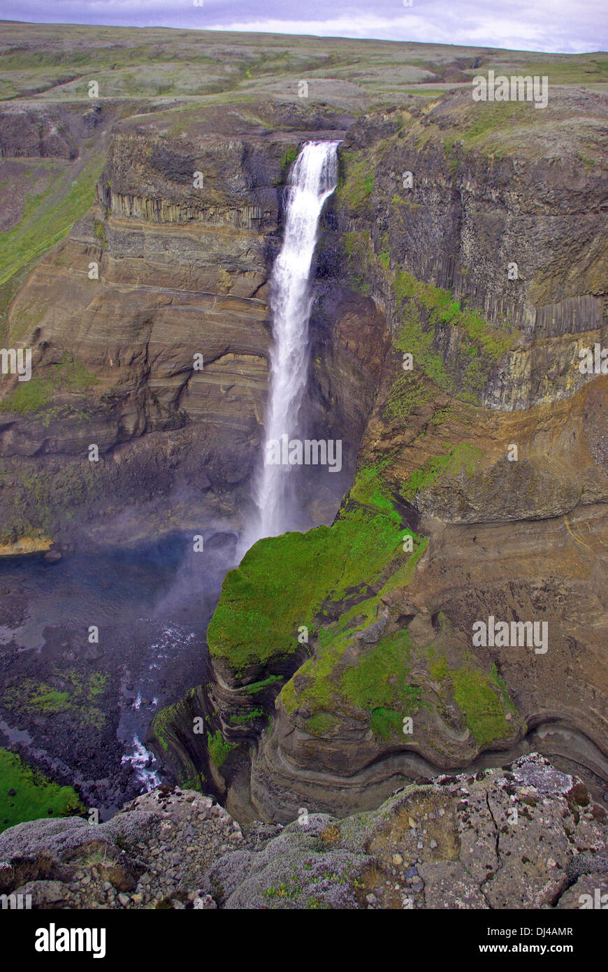 Icelandic landscape haifoss waterfall hi-res stock photography and ...