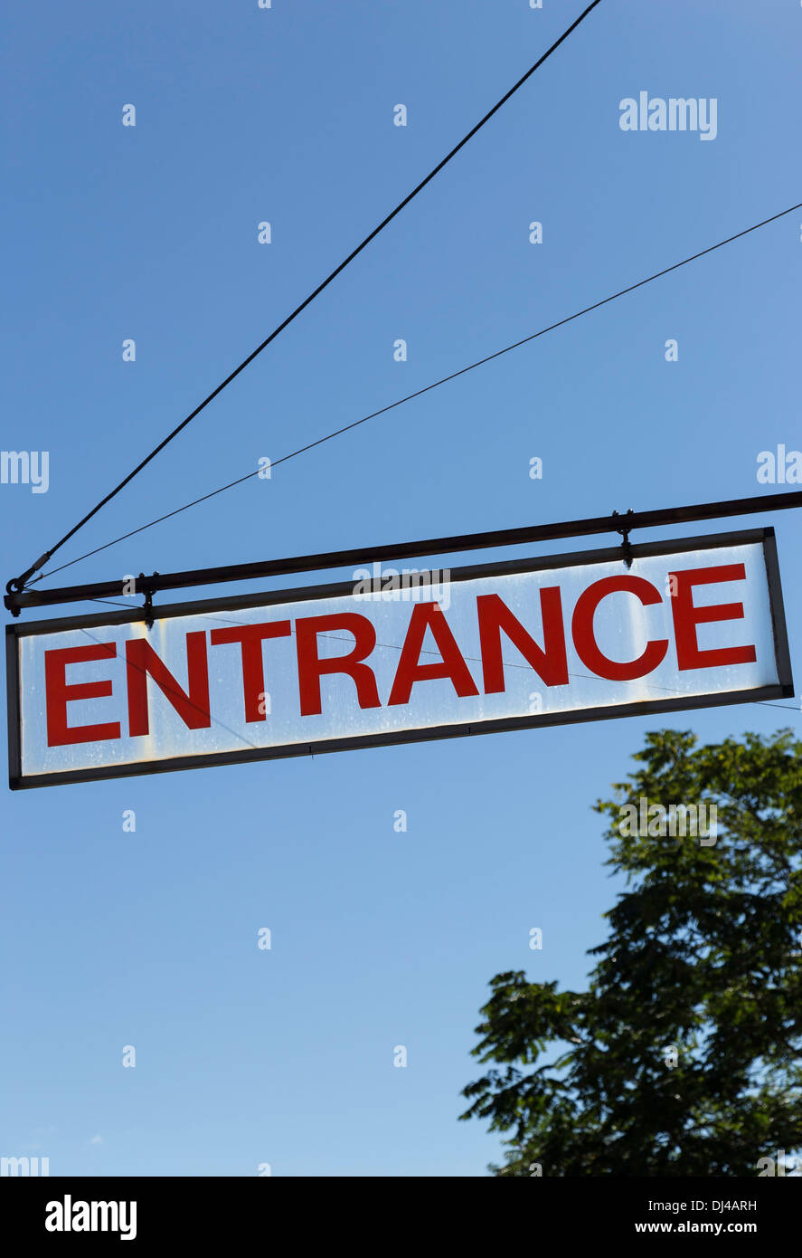 Blue sign with white lettering hi-res stock photography and images - Alamy