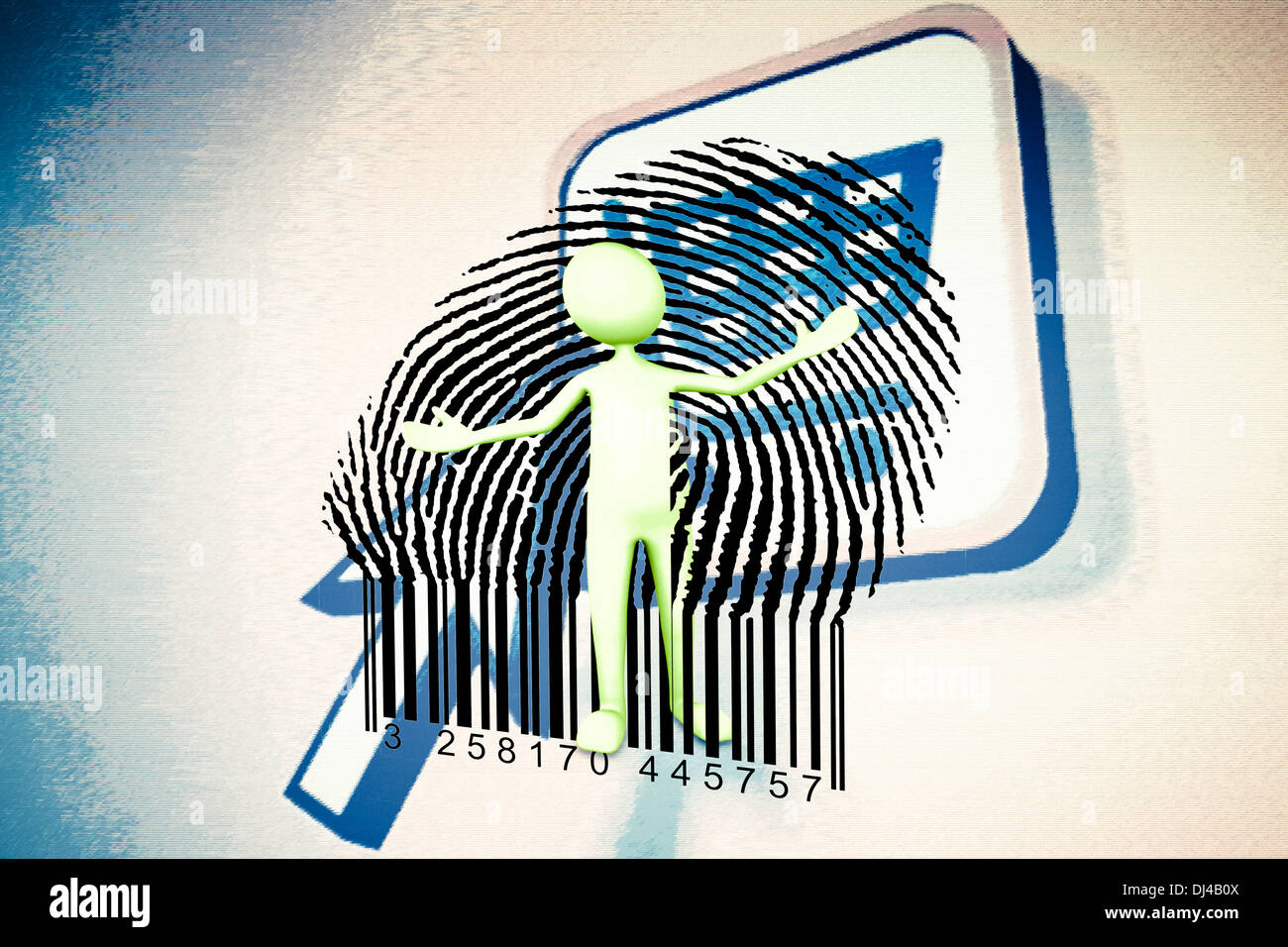 Puppet opens a bar code, Concept Stock Photo - Alamy
