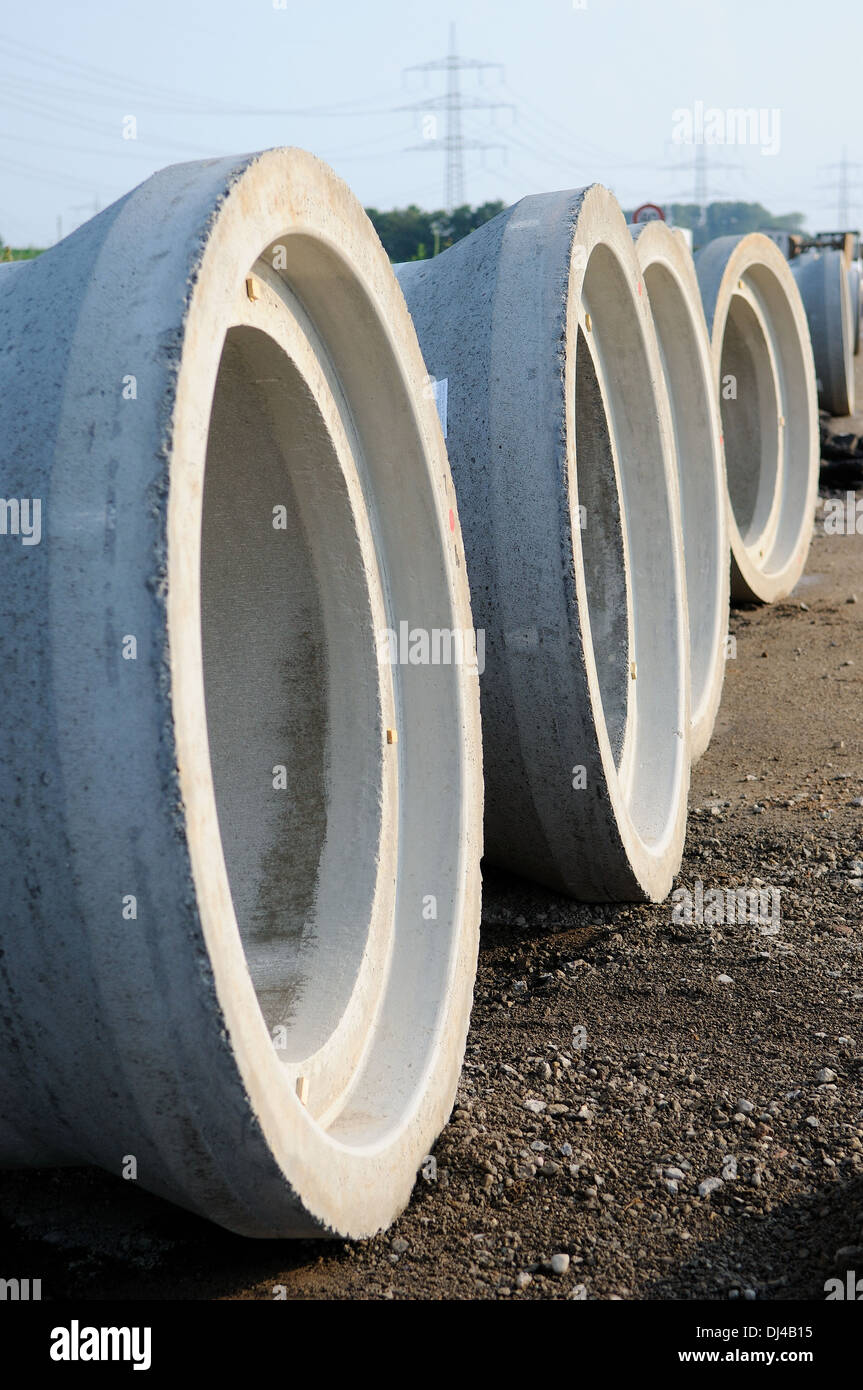 road works - concrete pipes Stock Photo - Alamy