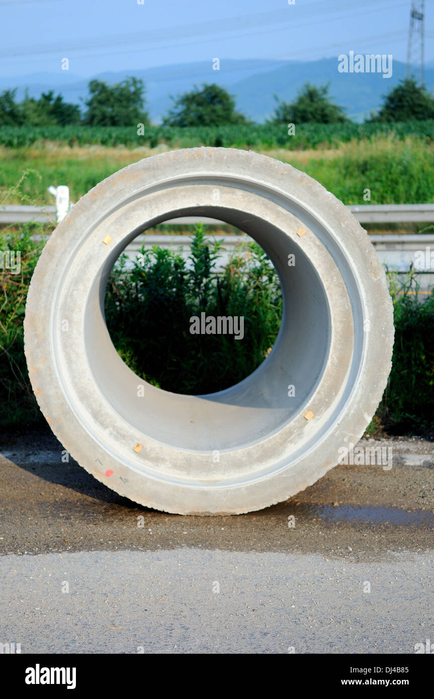 road works - concrete pipe Stock Photo - Alamy