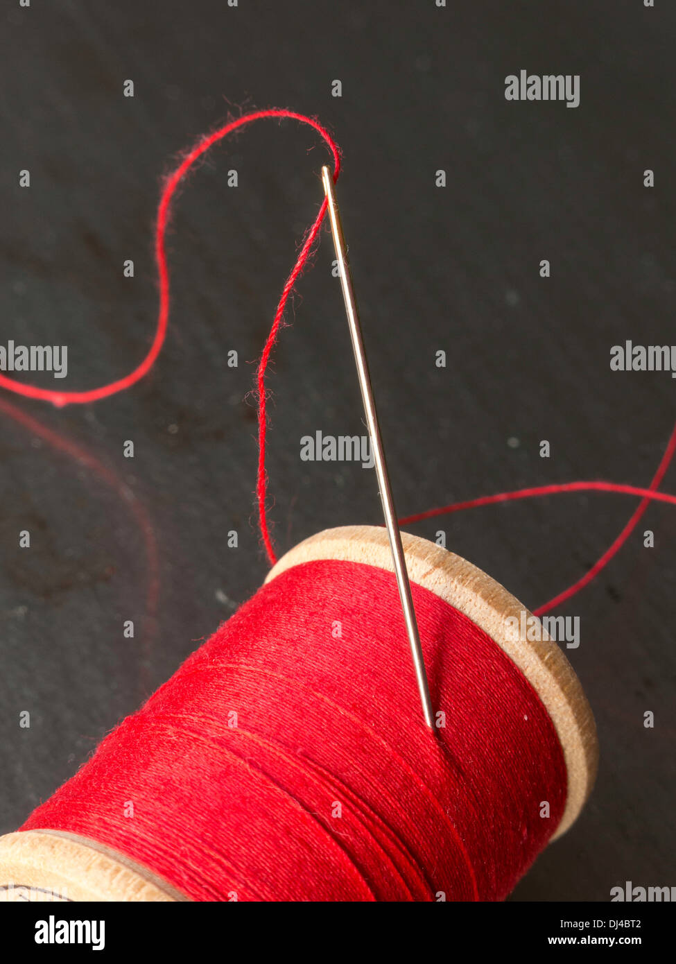 Still Life of Vintage Wooden Spool of Thread and Sewing Needle Stock ...
