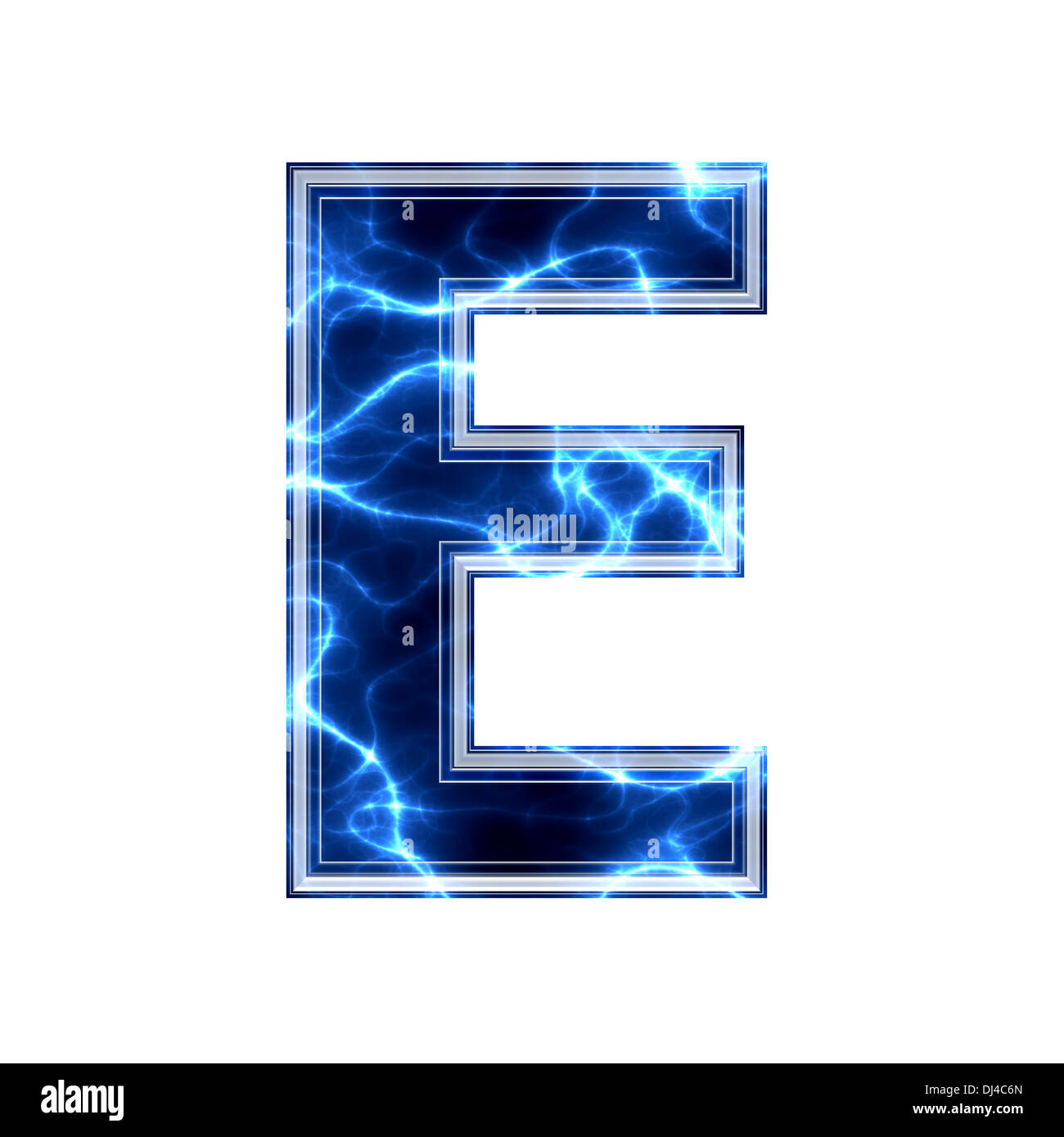 Electric 3d letter on white background - e Stock Photo - Alamy
