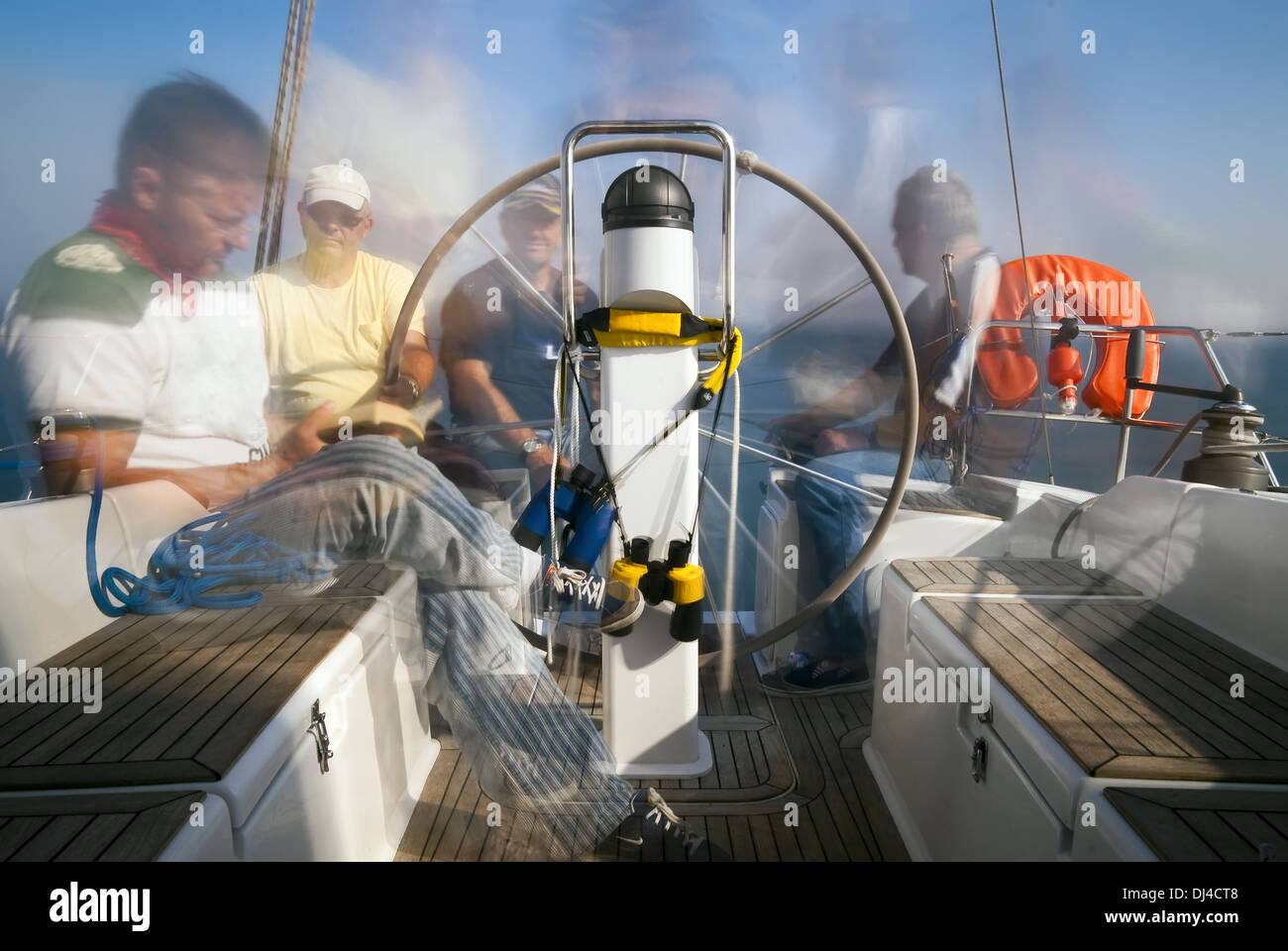Crew of a sailing yacht Stock Photo - Alamy