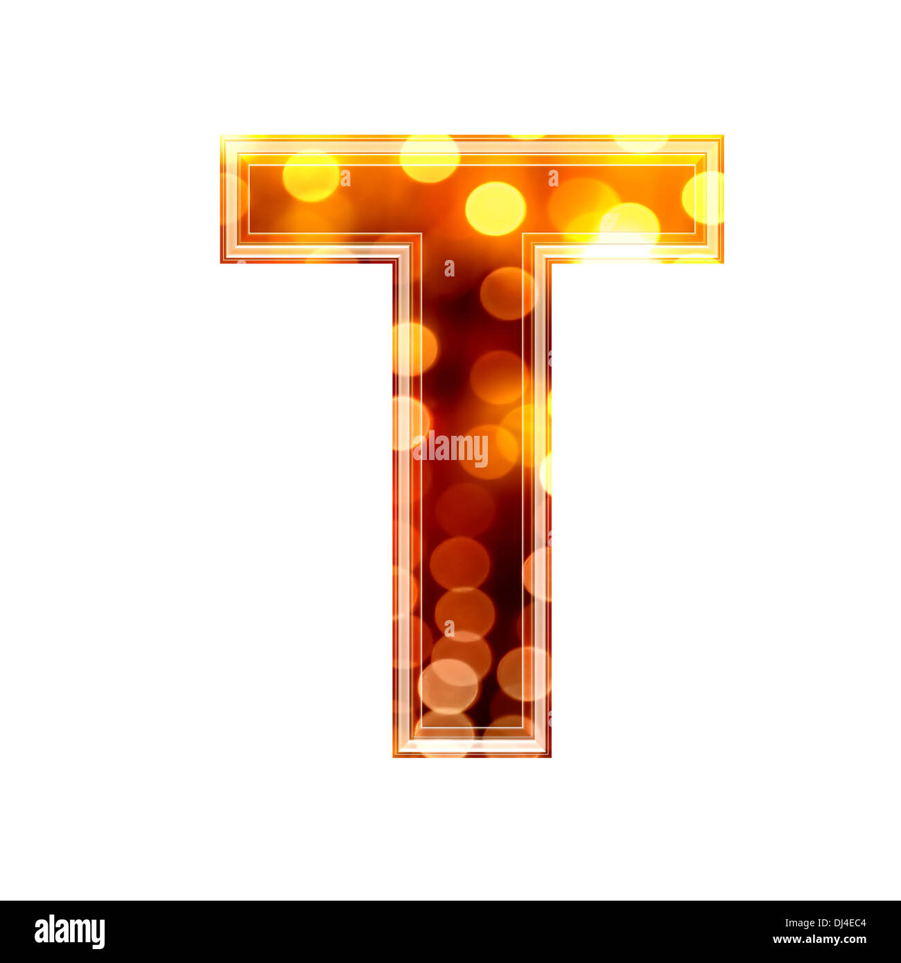 letter with glowing lights texture - T Stock Photo - Alamy