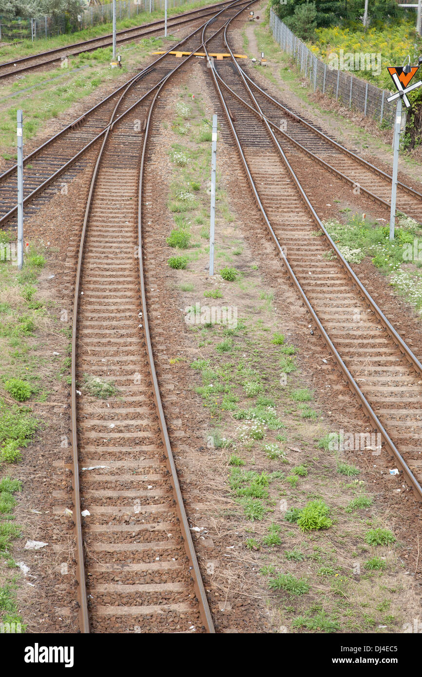 Railroad Juction in Track Sidings Stock Photo - Alamy