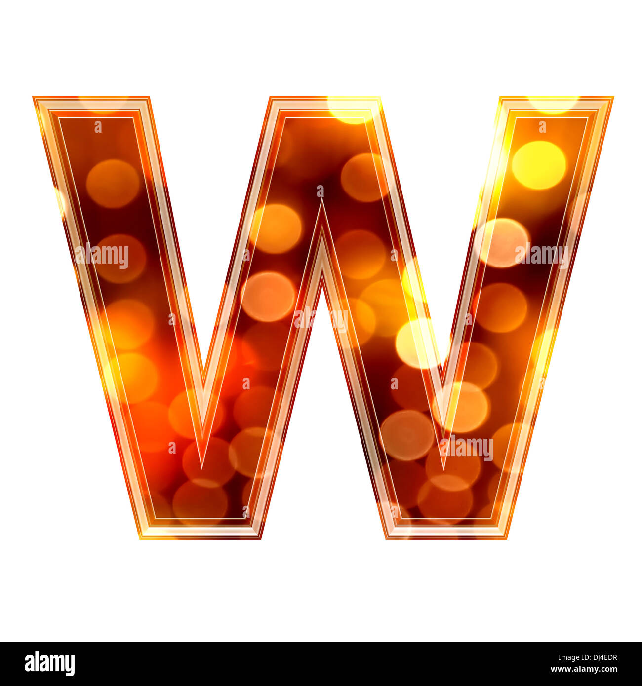 letter with glowing lights texture - W Stock Photo - Alamy