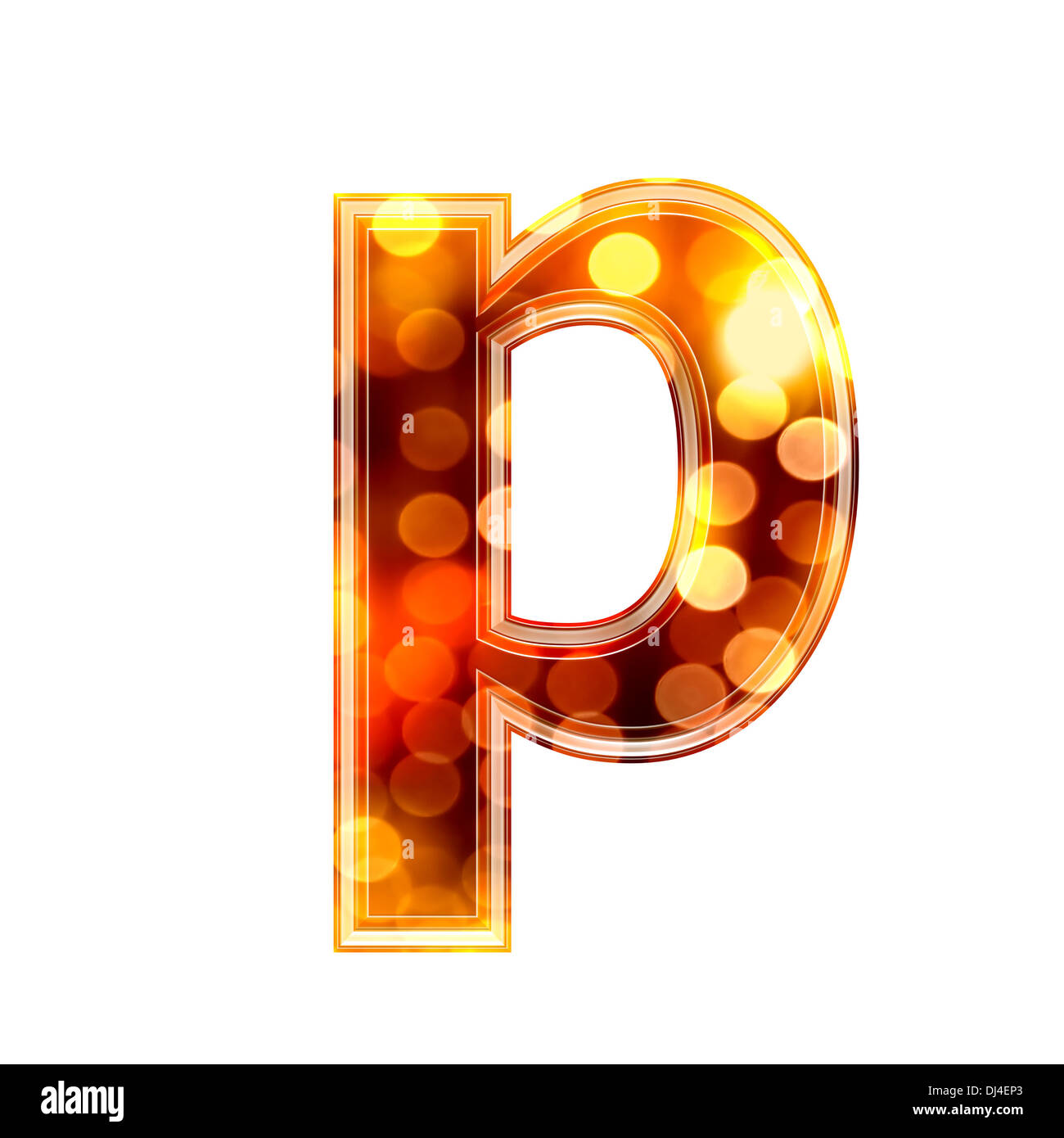 letter with glowing lights texture - p Stock Photo - Alamy