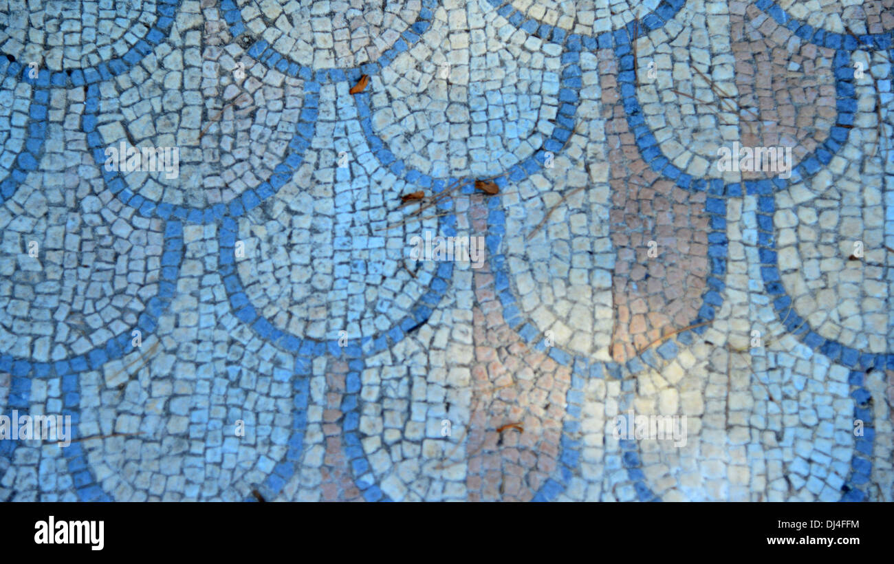 Roman Baths floor mosaic in the Royal National Garden Athens Greece ...