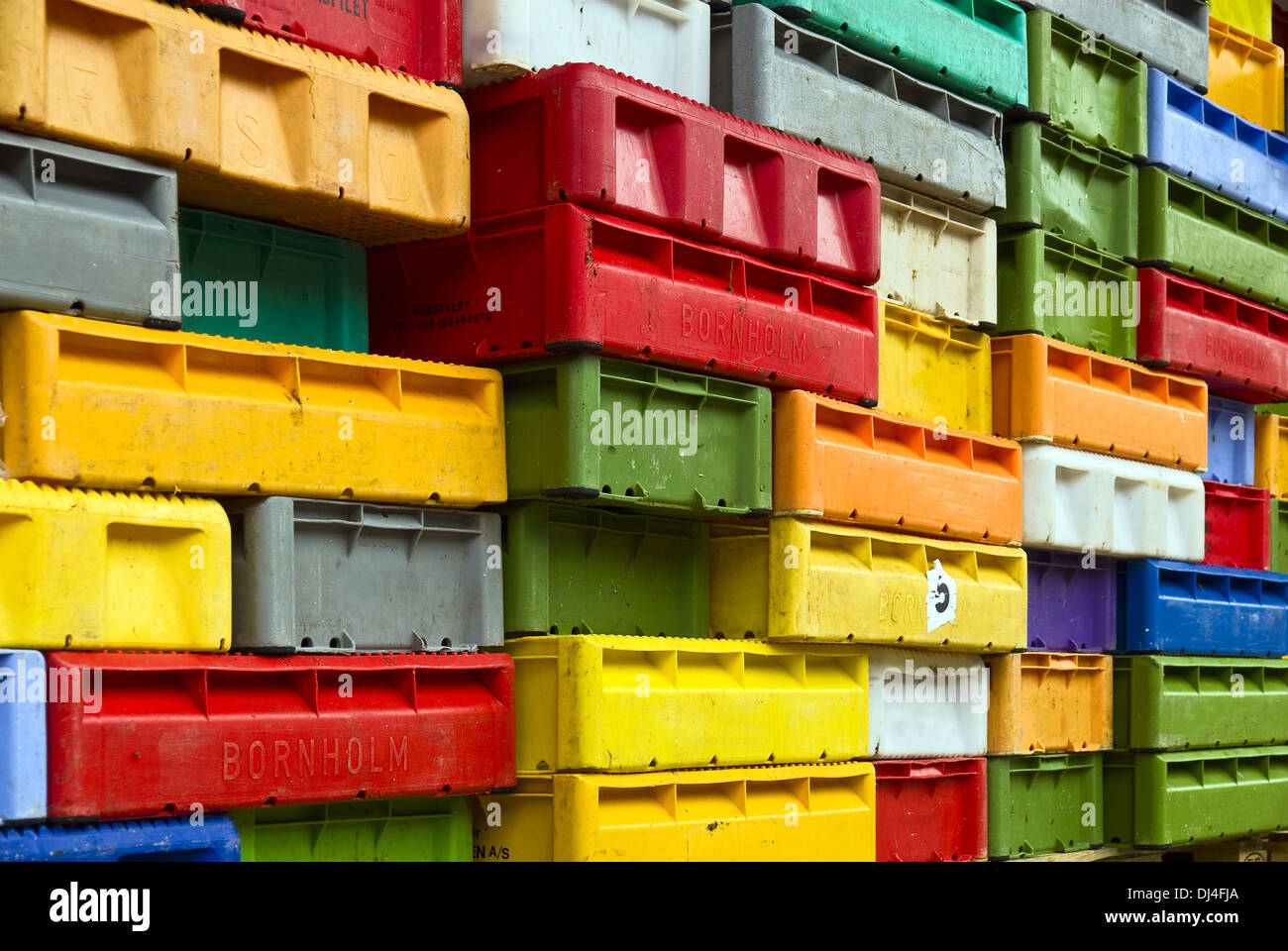 Fish boxes stacked hi-res stock photography and images - Alamy