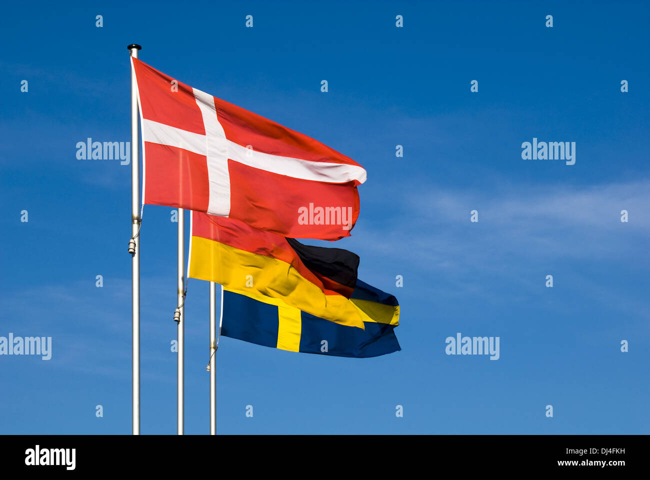 Flags of Denmark, Germany and Sweden Stock Photo - Alamy