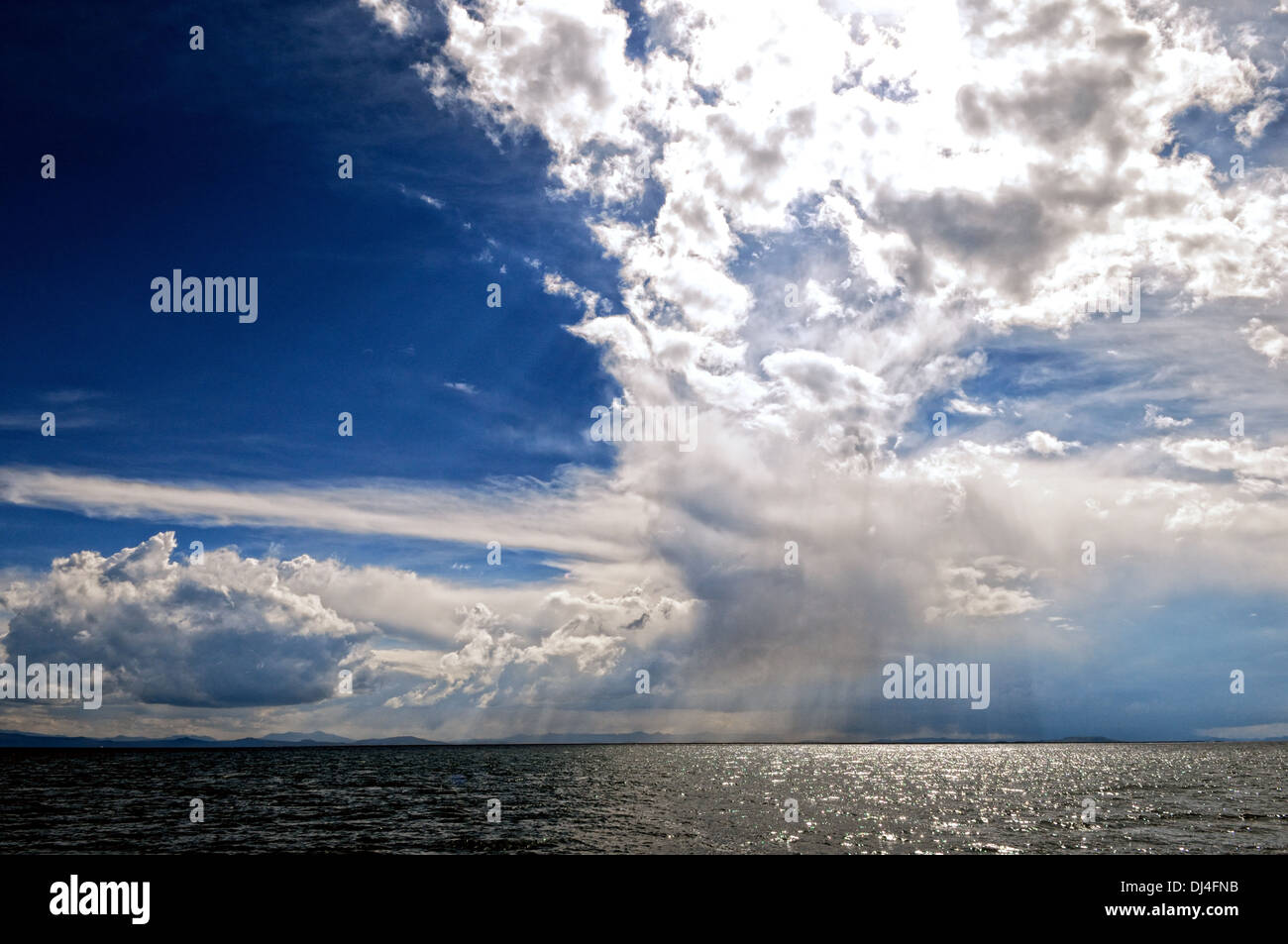 Rain over Lake Titicaca Peru Stock Photo - Alamy