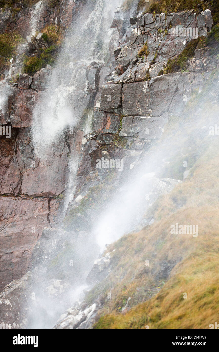 Moorland stream waterfalls on the coast at Stoer in Assynt, Scotland ...