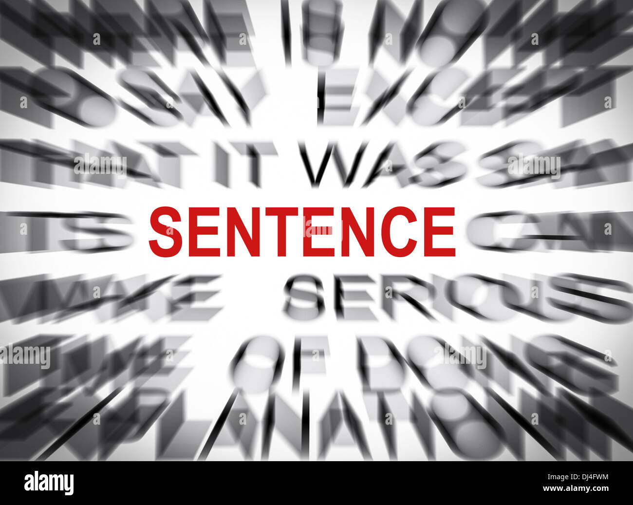 Blured text with focus on SENTENCE Stock Photo - Alamy