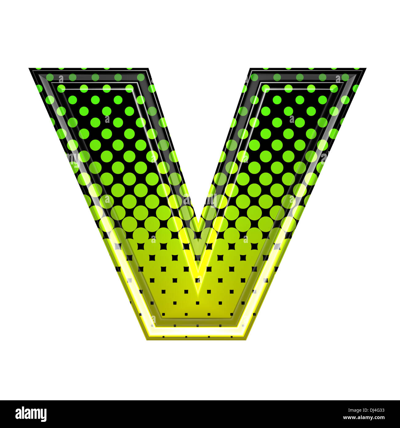 Halftone 3d lower-case letter v Stock Photo - Alamy