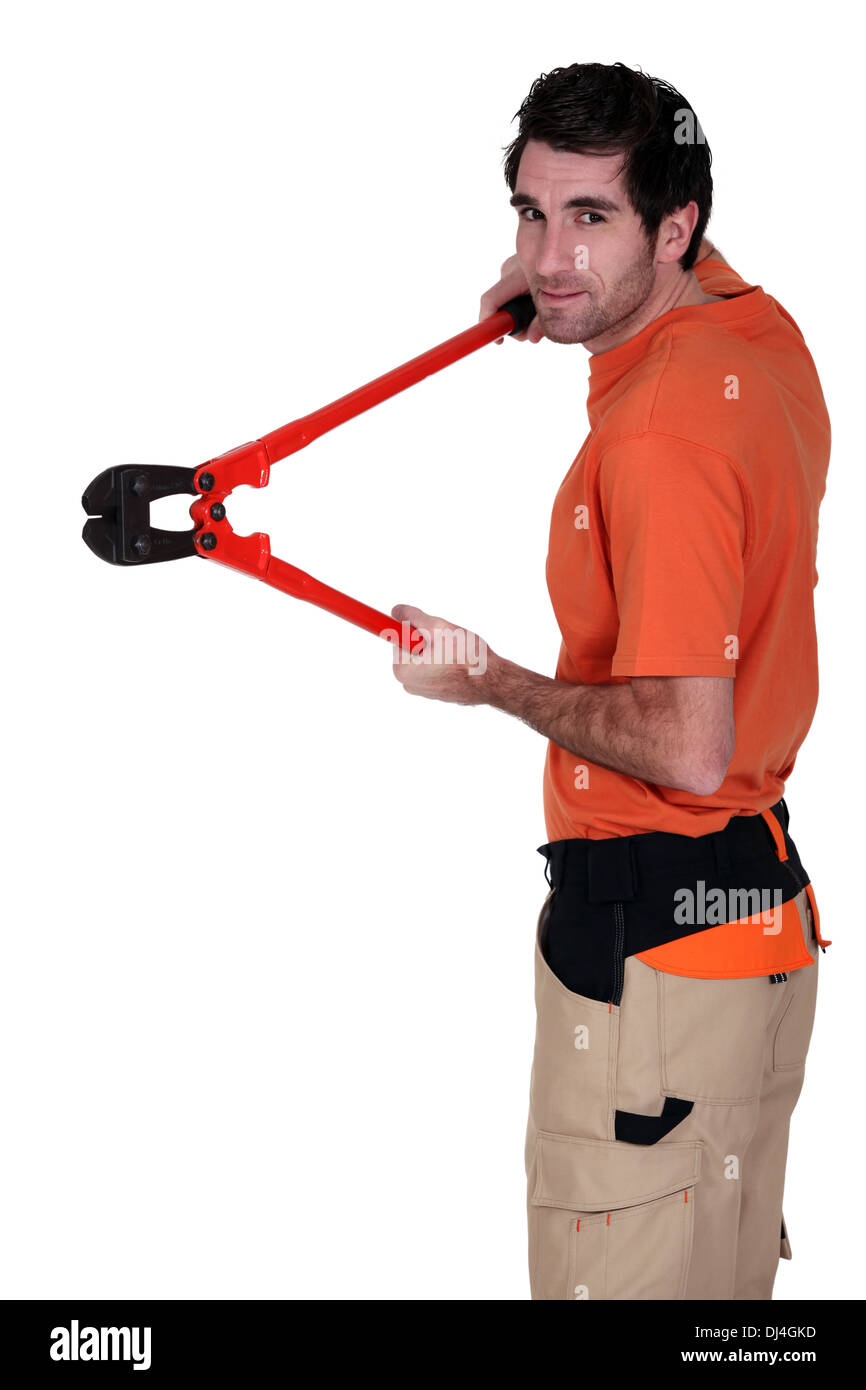 a man with cutting pliers Stock Photo - Alamy