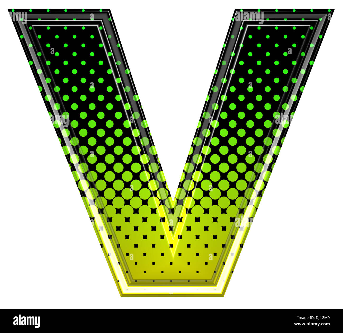 Halftone 3d upper-case letter v Stock Photo - Alamy