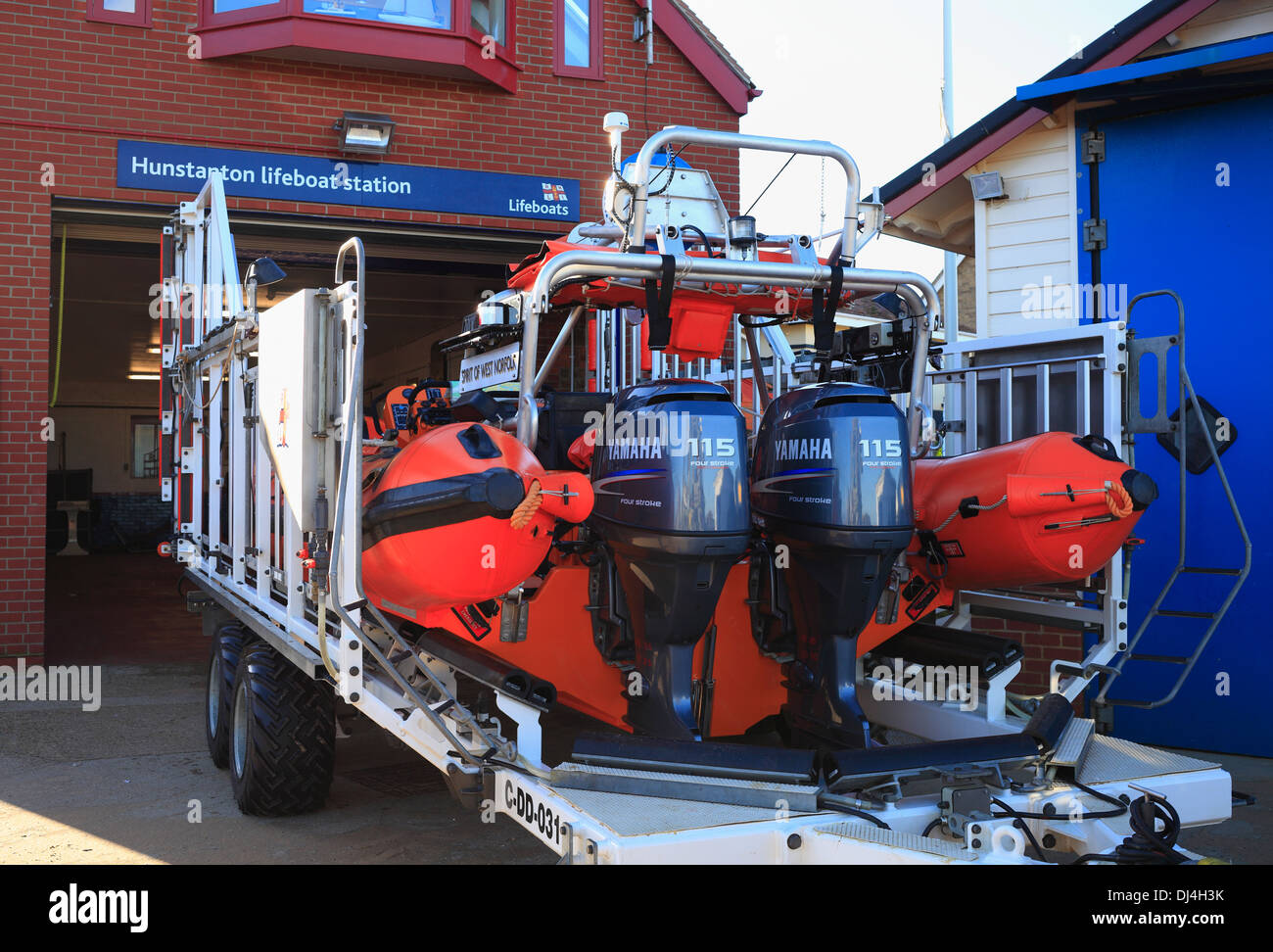 The lifeboat at Old Hunstanton on the North Norfolk coast, the Spirit ...