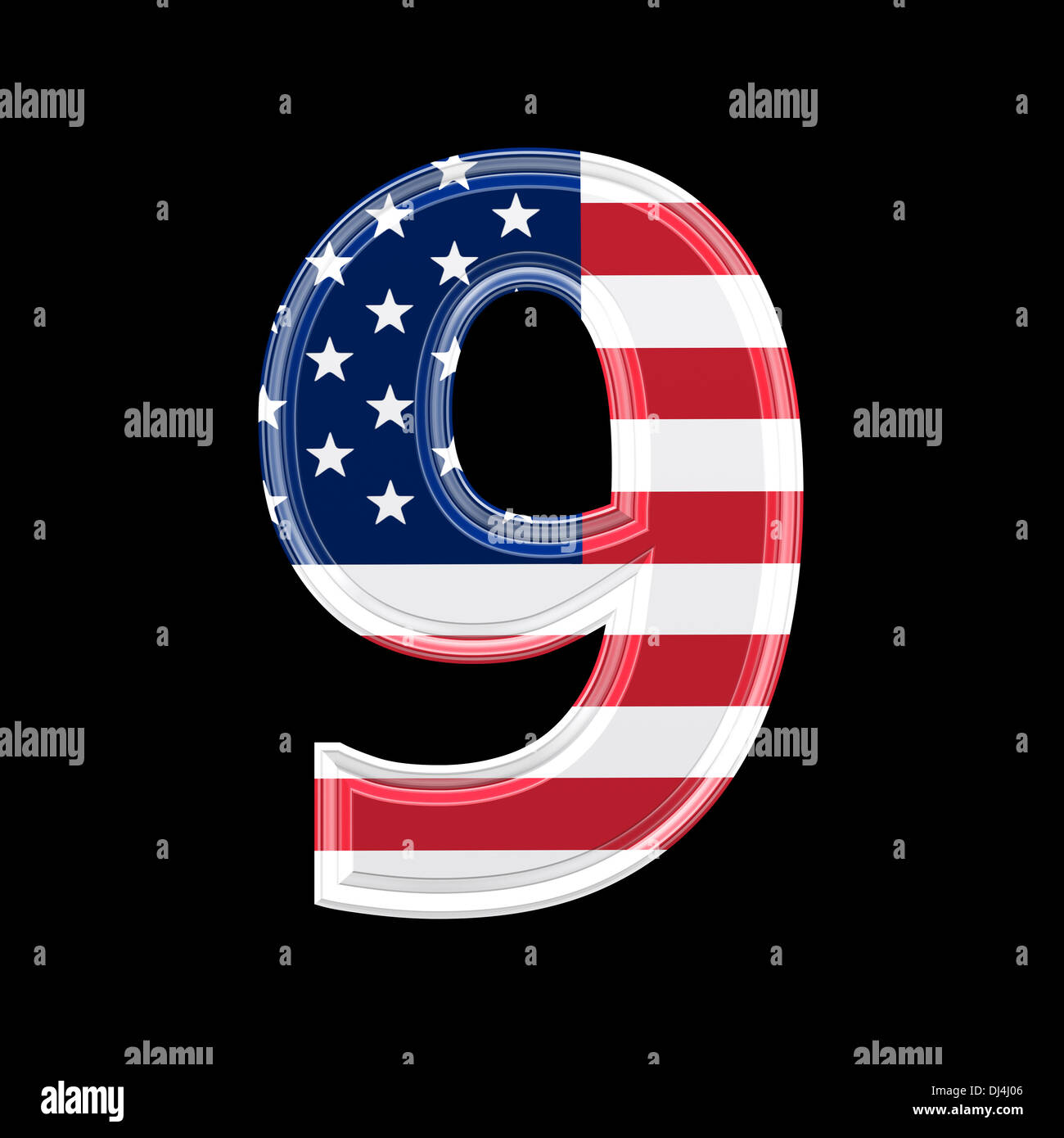 us 3d digit isolated on black background - 9 Stock Photo - Alamy