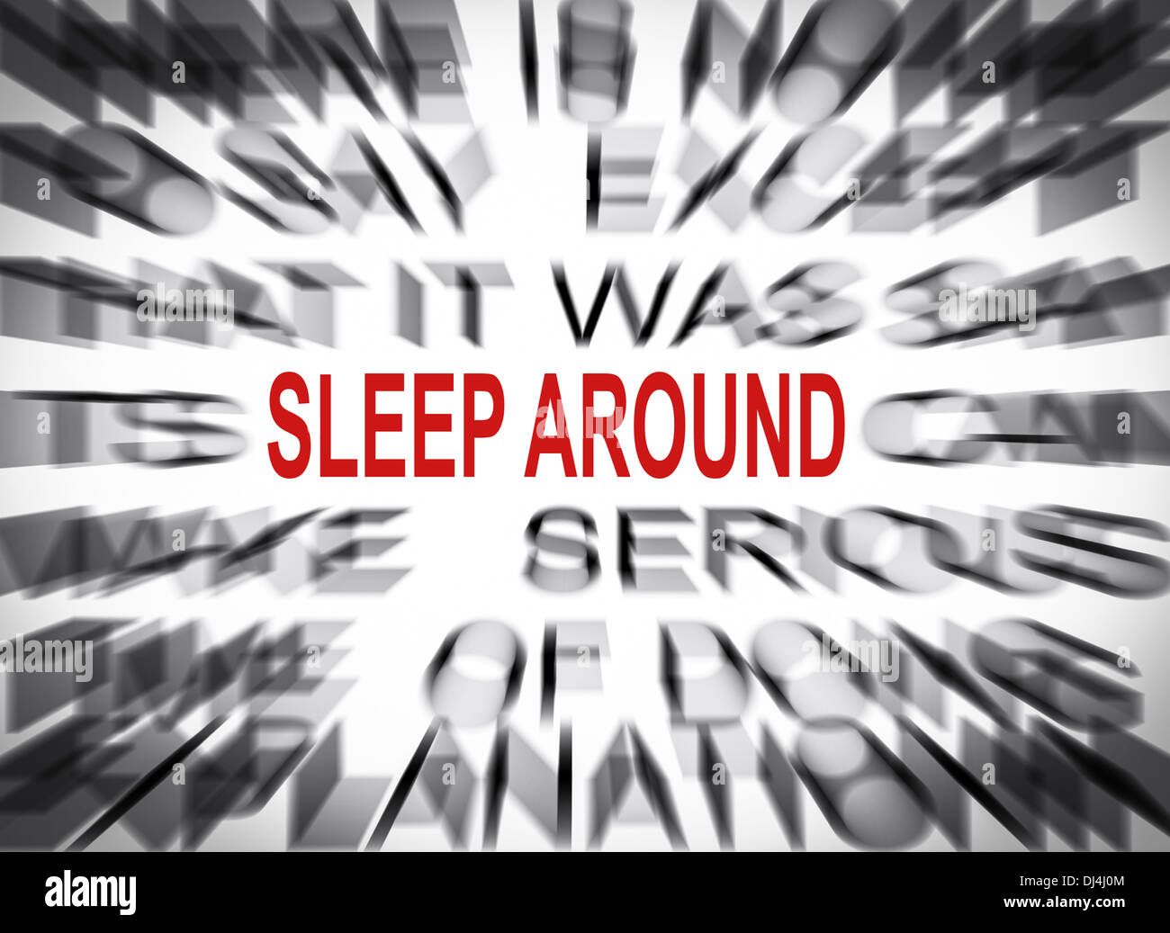 Blured text with focus on SLEEP AROUND Stock Photo - Alamy