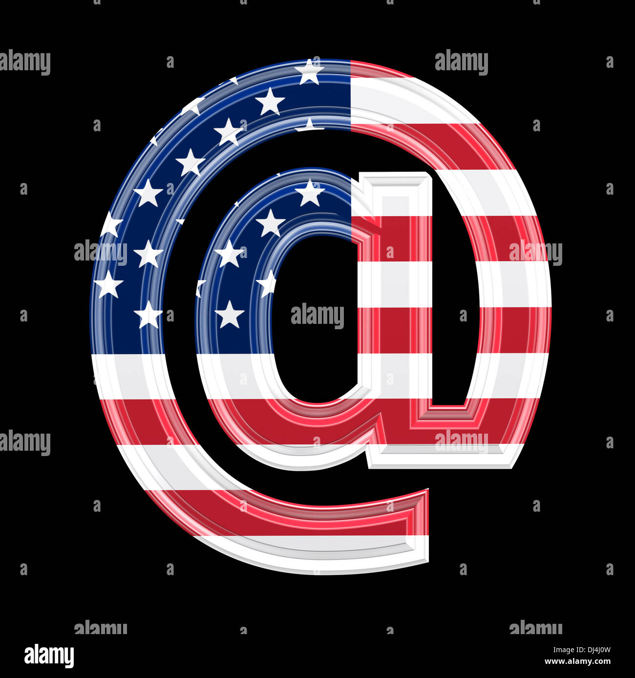 us 3d mail symbol isolated on black backgound - Arobas Stock Photo - Alamy