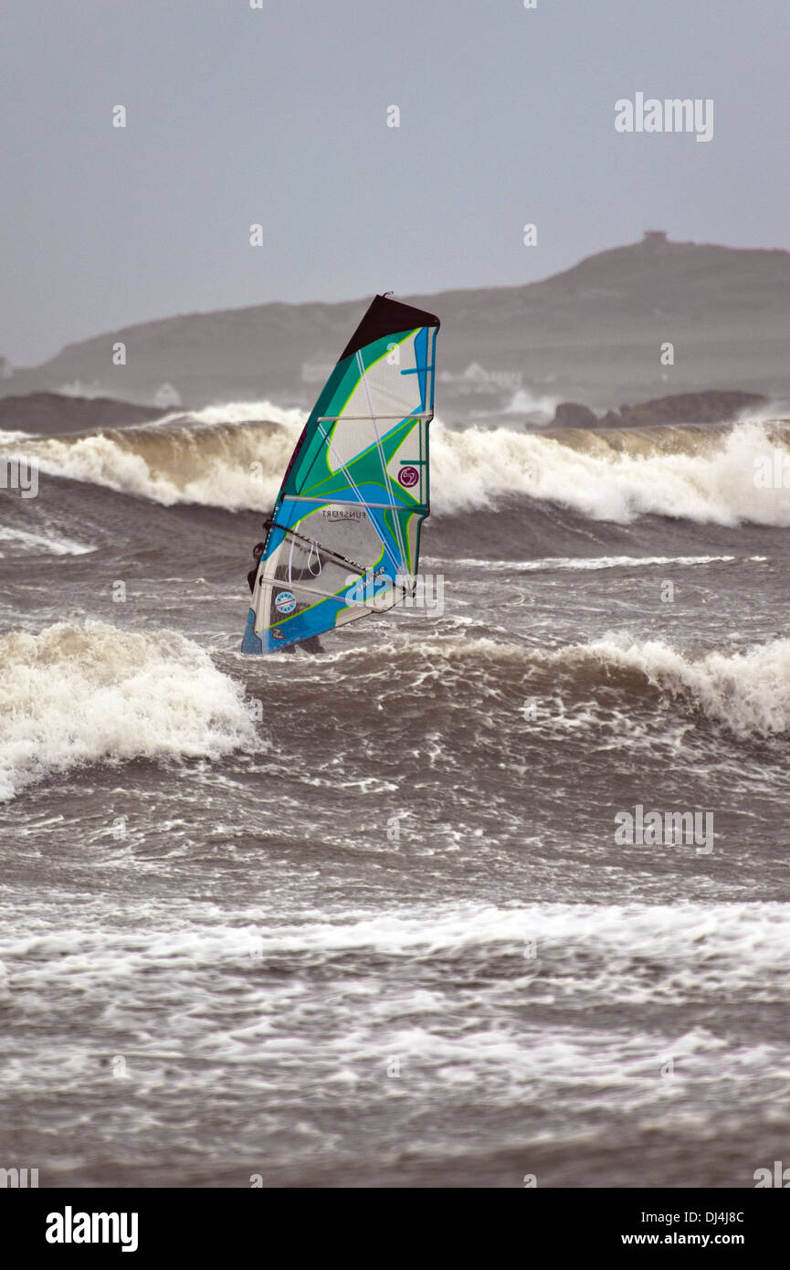 Surf at Rhosneigr Anglesey North Wales Uk St Jude storm Stock Photo - Alamy