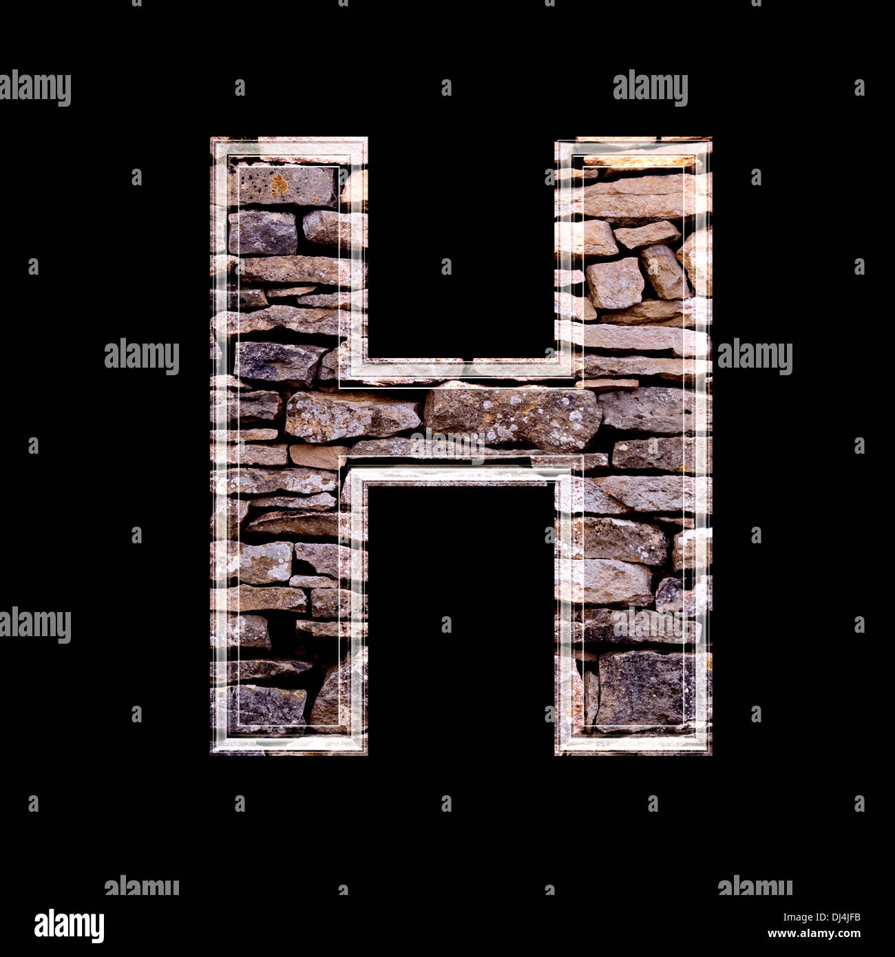 Stone wall 3d letter h Stock Photo - Alamy