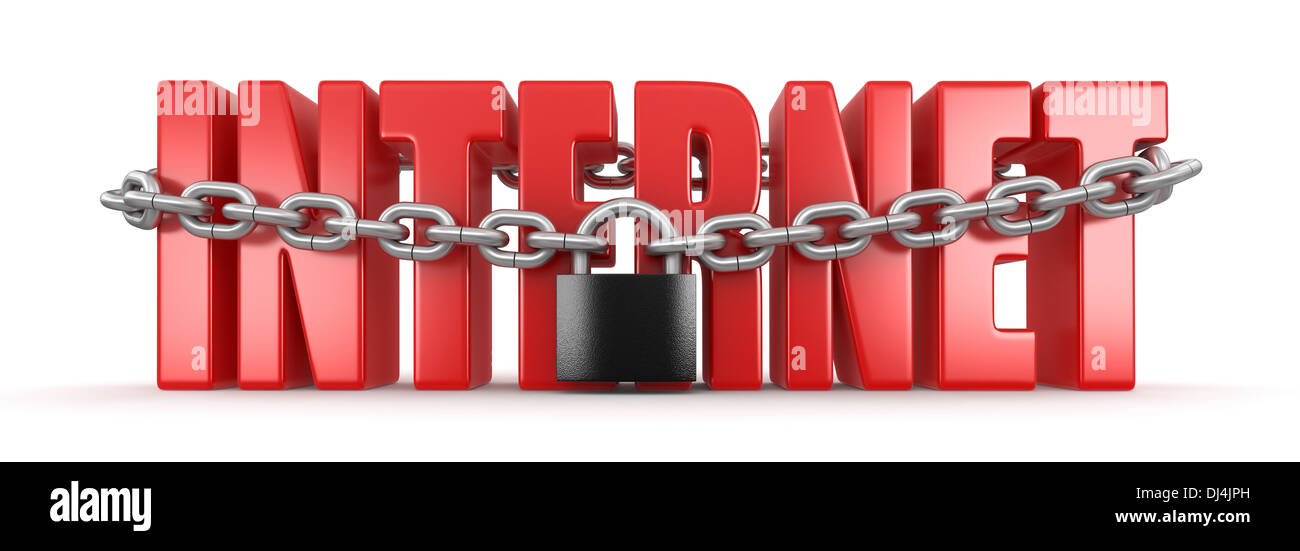 Internet and lock (clipping path included Stock Photo - Alamy