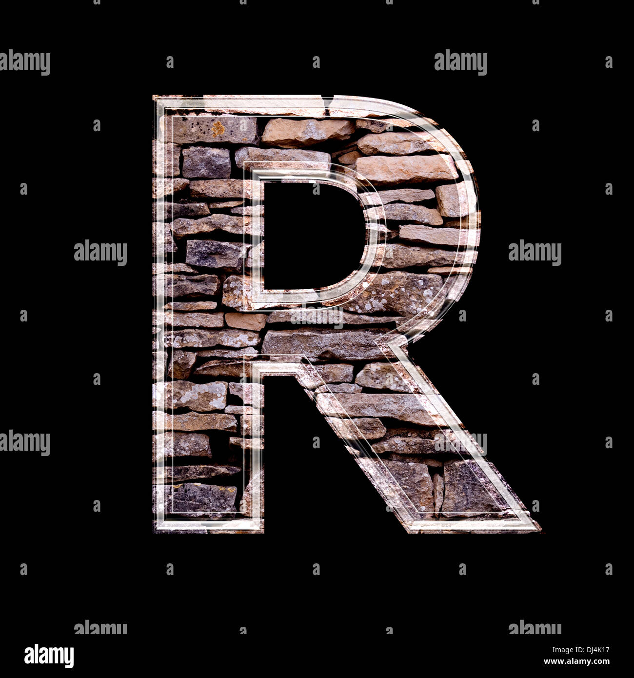 Stone wall 3d letter r Stock Photo - Alamy
